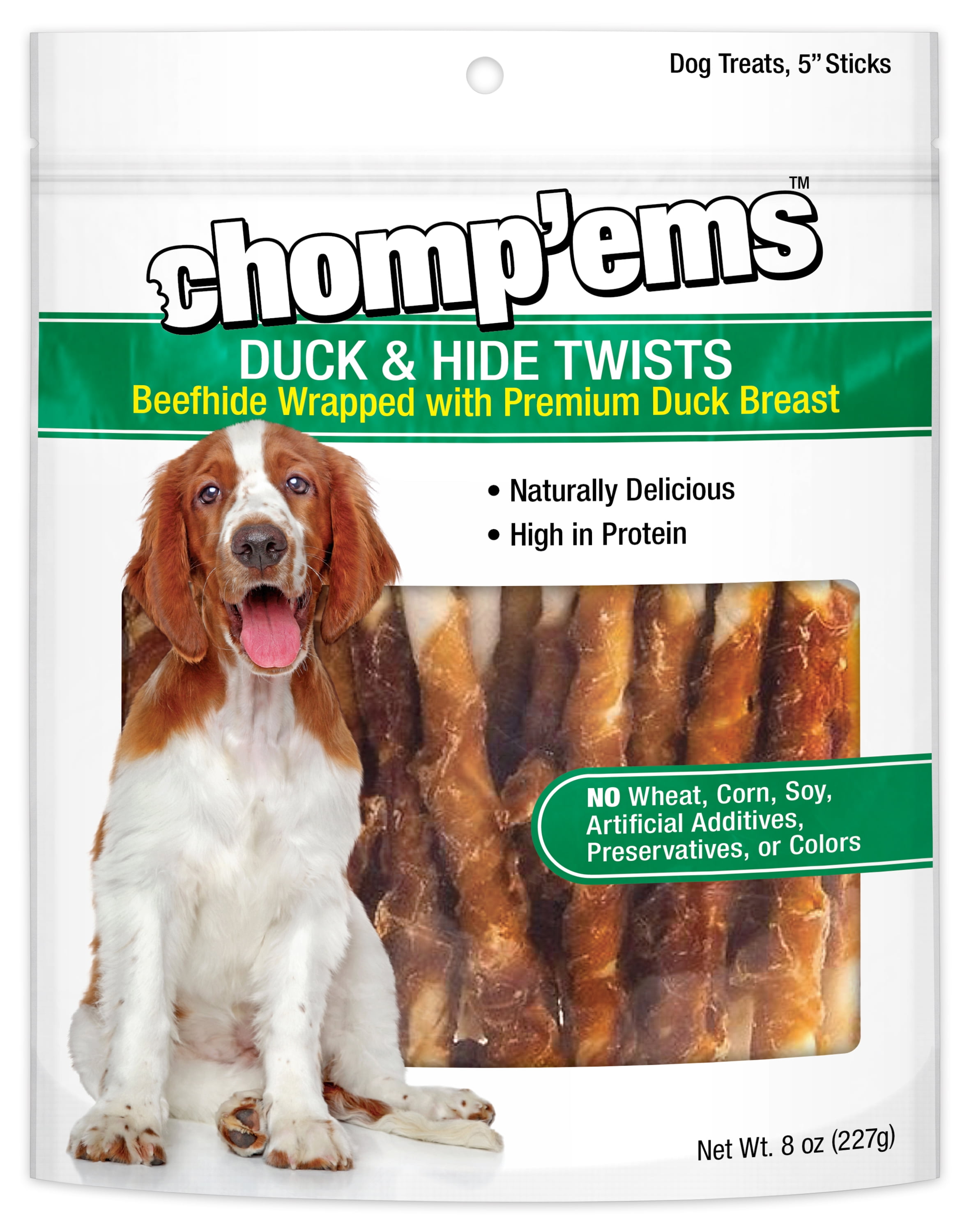 Chomp'ems Duck Hide Twists, 8 oz - Raw, Grain Free, Puppy Flavored ...