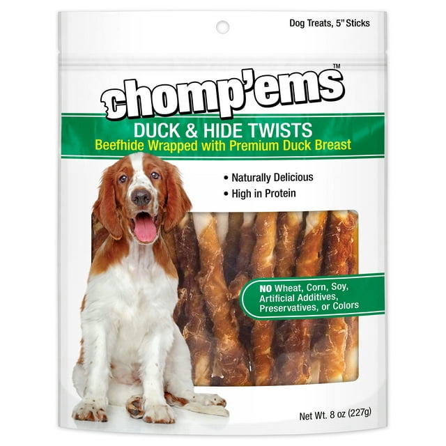 Chomp'ems Duck Hide Twists, 8 oz - Raw, Grain Free, Puppy Flavored ...
