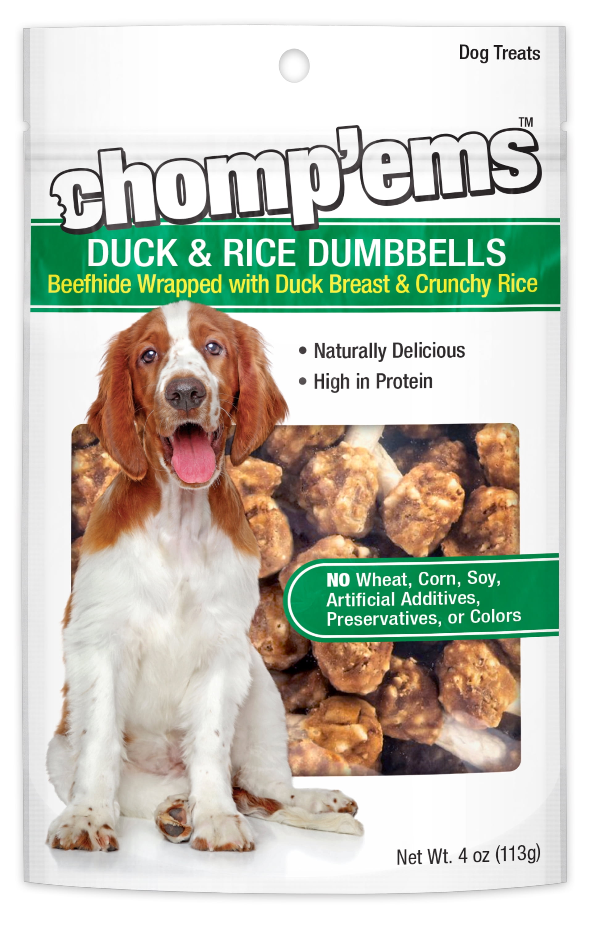 Chomp'ems Duck & Rice Dumbbells, 4 oz - Healthy, Protein Rich Treats ...