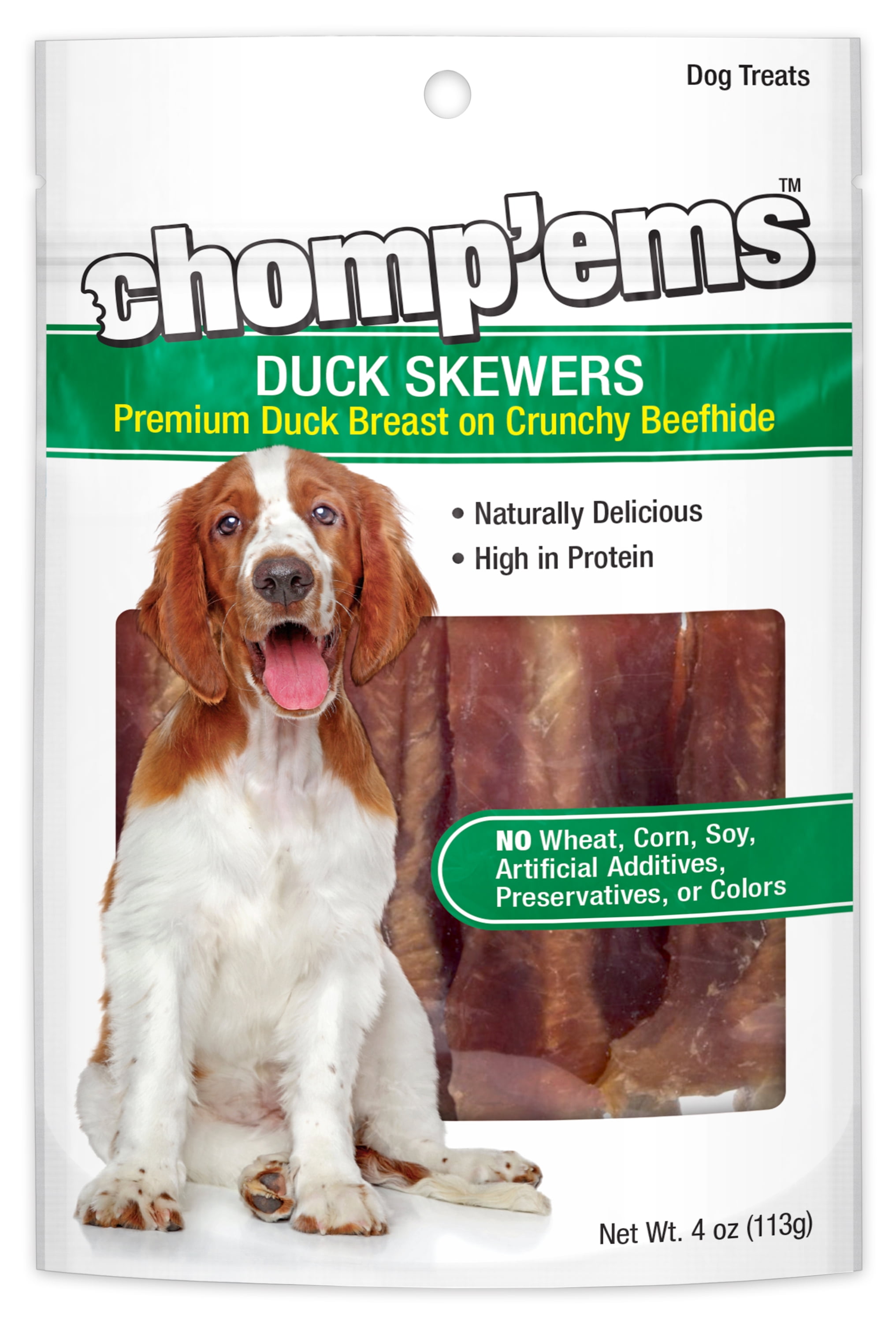 Chomp'ems Duck Skewers, 4 oz - All Natural Rawhide Wrapped with Premium ...