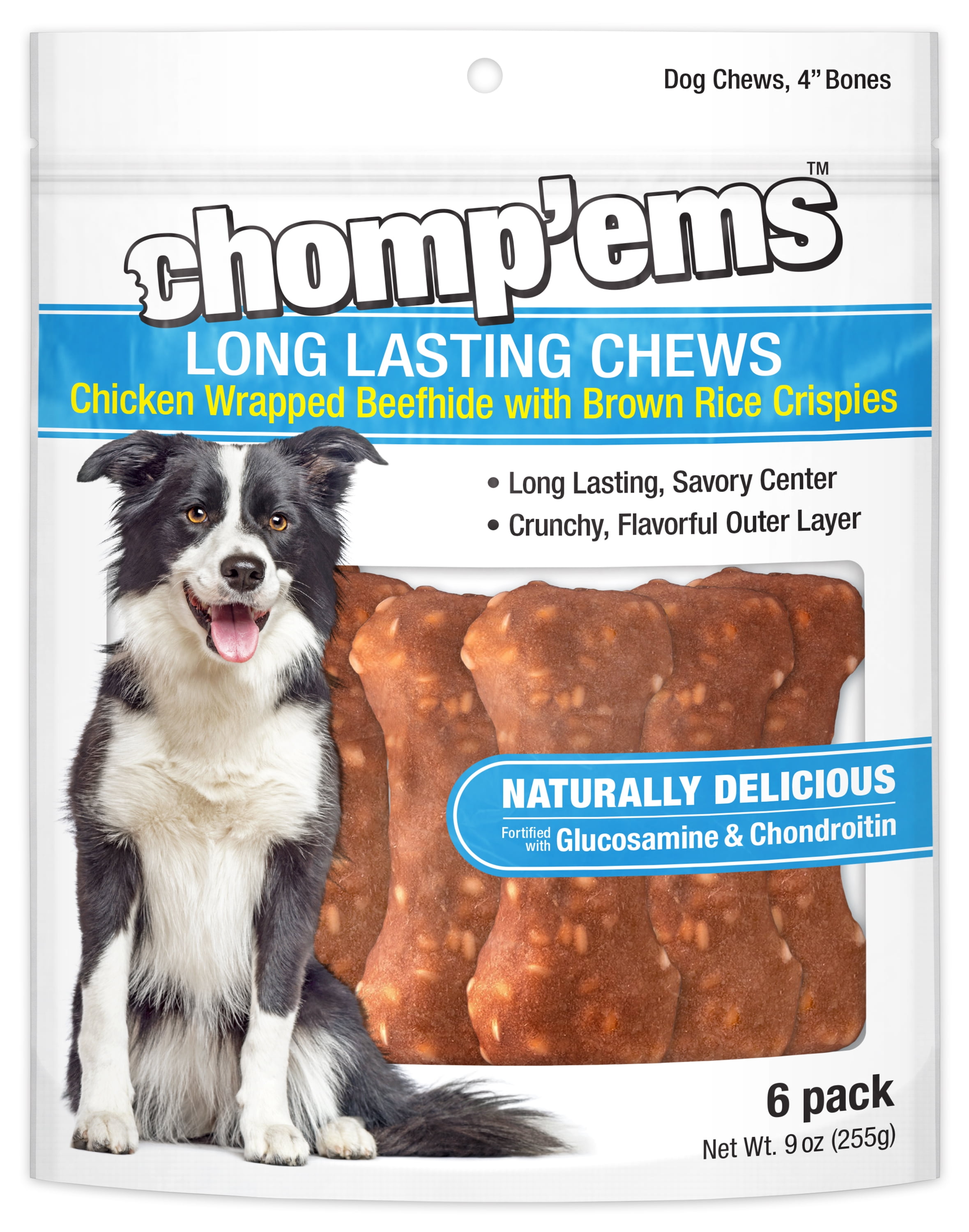 Chomp'ems Long Lasting Chicken Chewz 4" Bone, 6 Count - All Natural ...