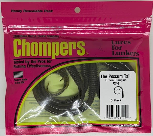 Chompers Possum Tail - Green Pumpkin - 5 Pack - Walmart.com
