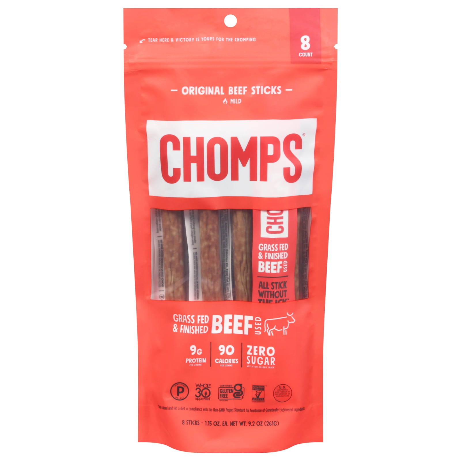 Chomps - Beef Sticks Original - Case of 8-8/1.15 Z - Walmart.com
