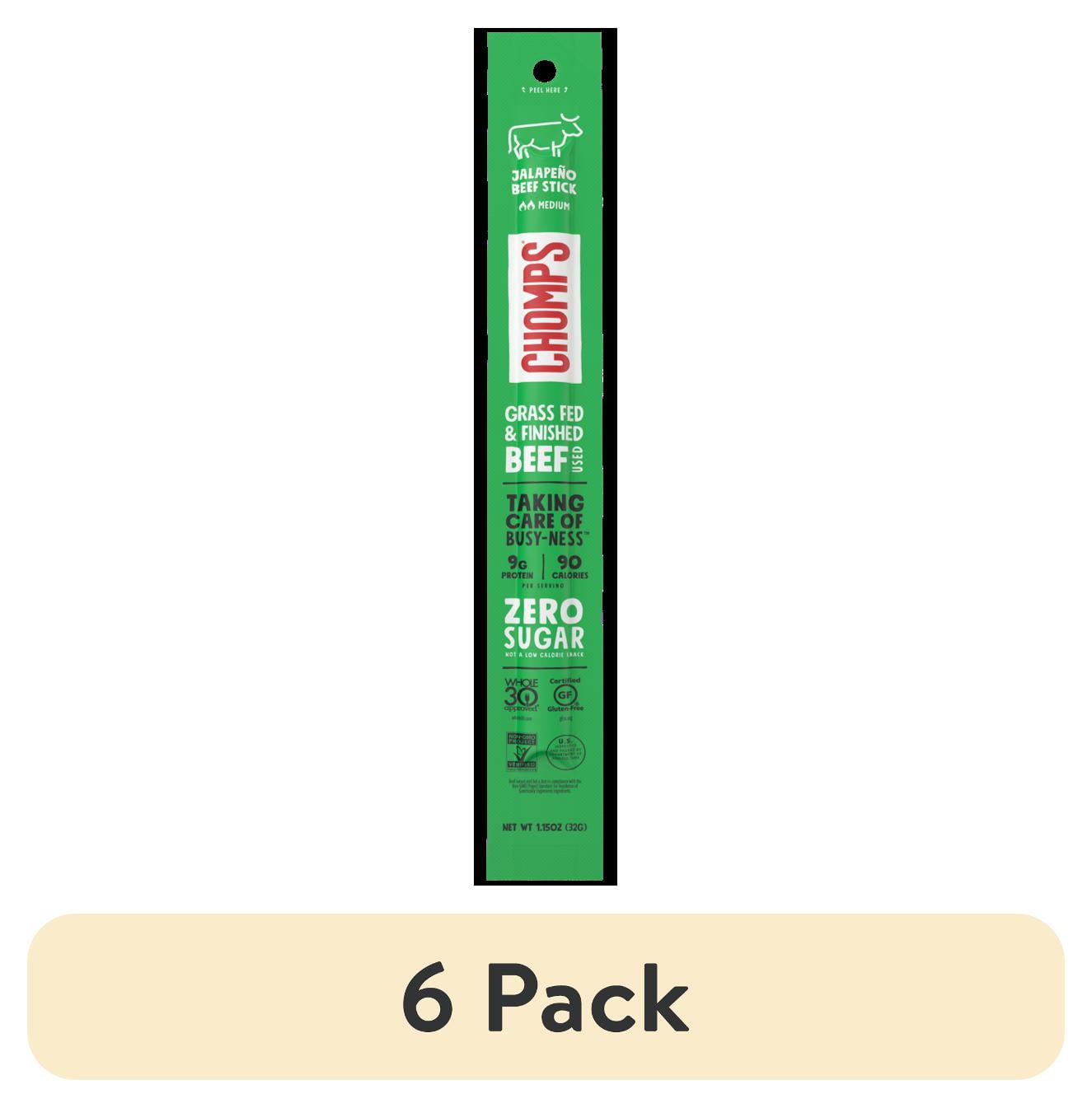 (6 pack) Chomps Grass-Fed and Finished Jalapeño Beef Meat Snack, 10g of ...
