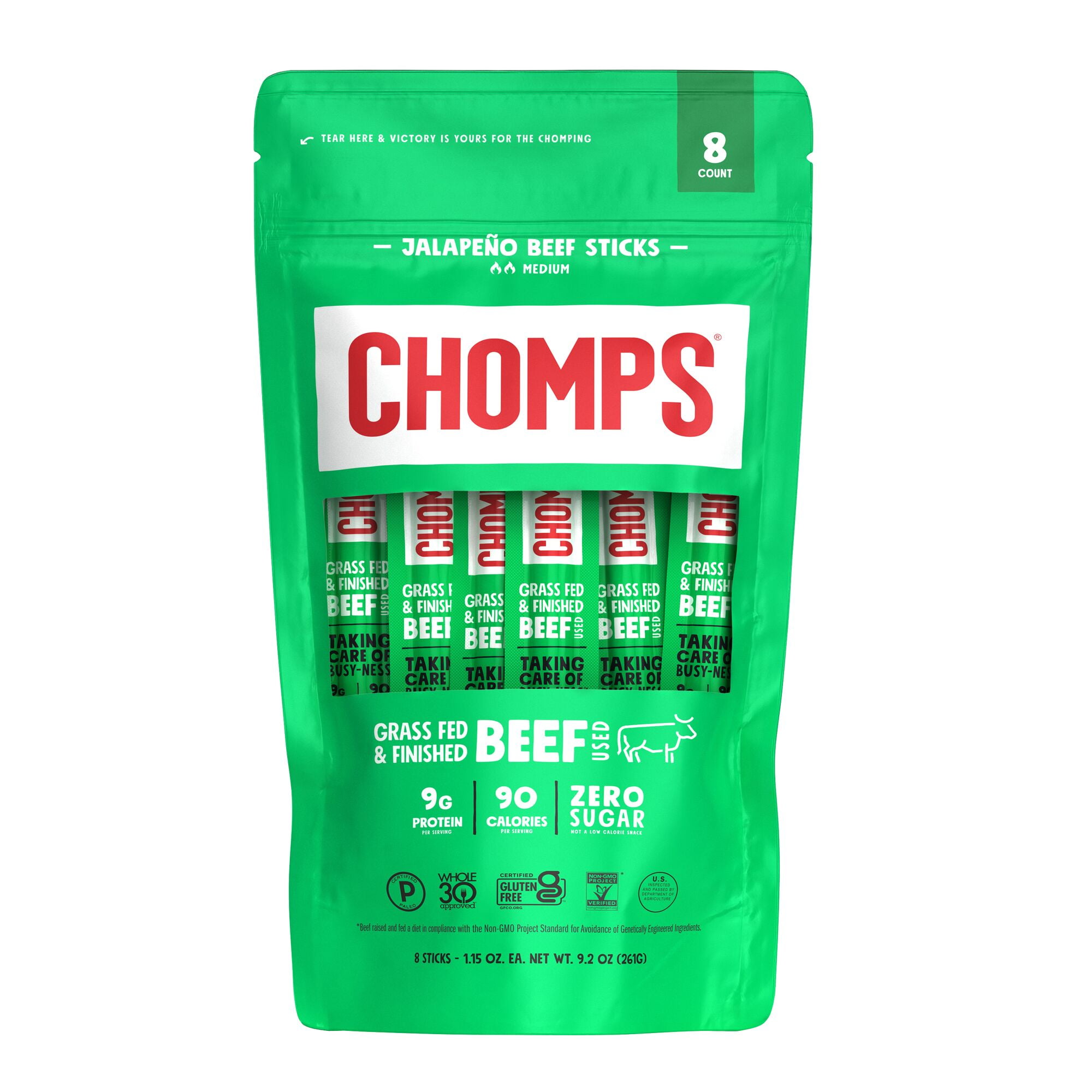 Chomps Jalapeno Beef Jerky Sticks Keto Snack Meat Sticks Paleo
