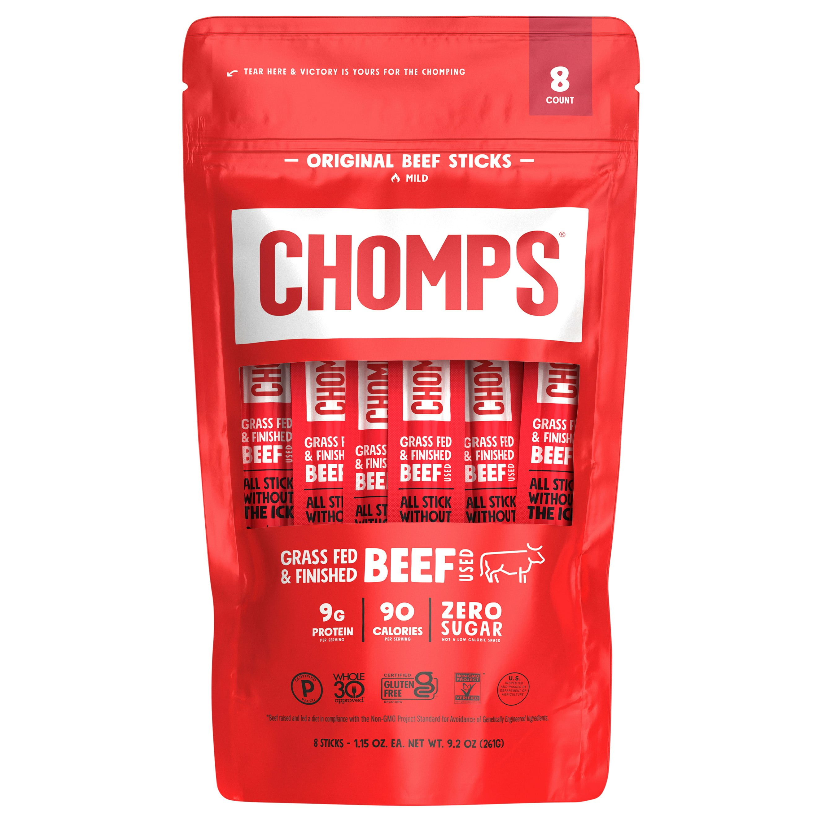 Chomps Original Beef Stick 9.2 oz Pack Of 8 - Walmart.com