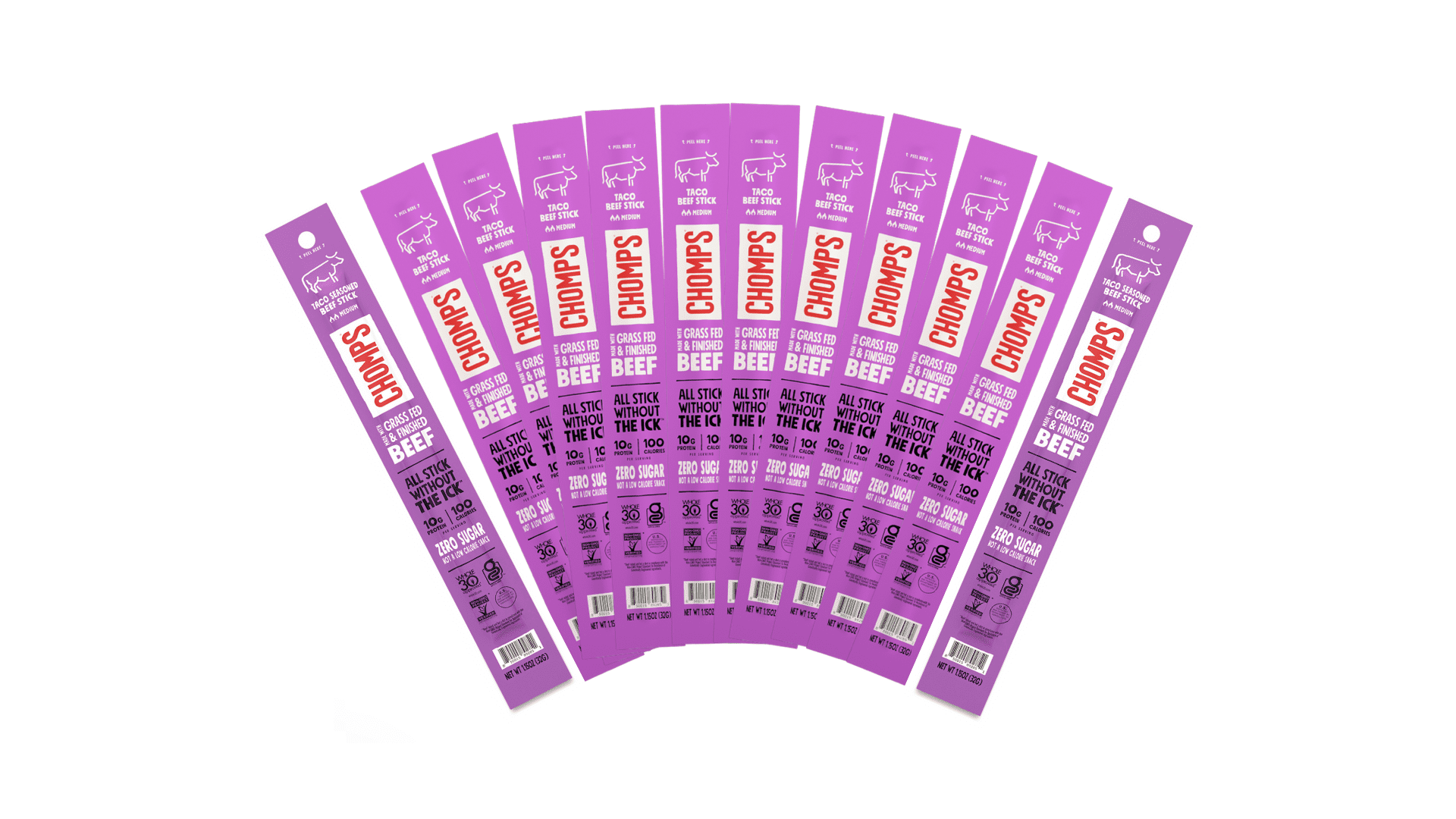 Chomps Taco Seasoned Beef Jerky Sticks, Keto Snack, Zero Sugar, Gluten ...