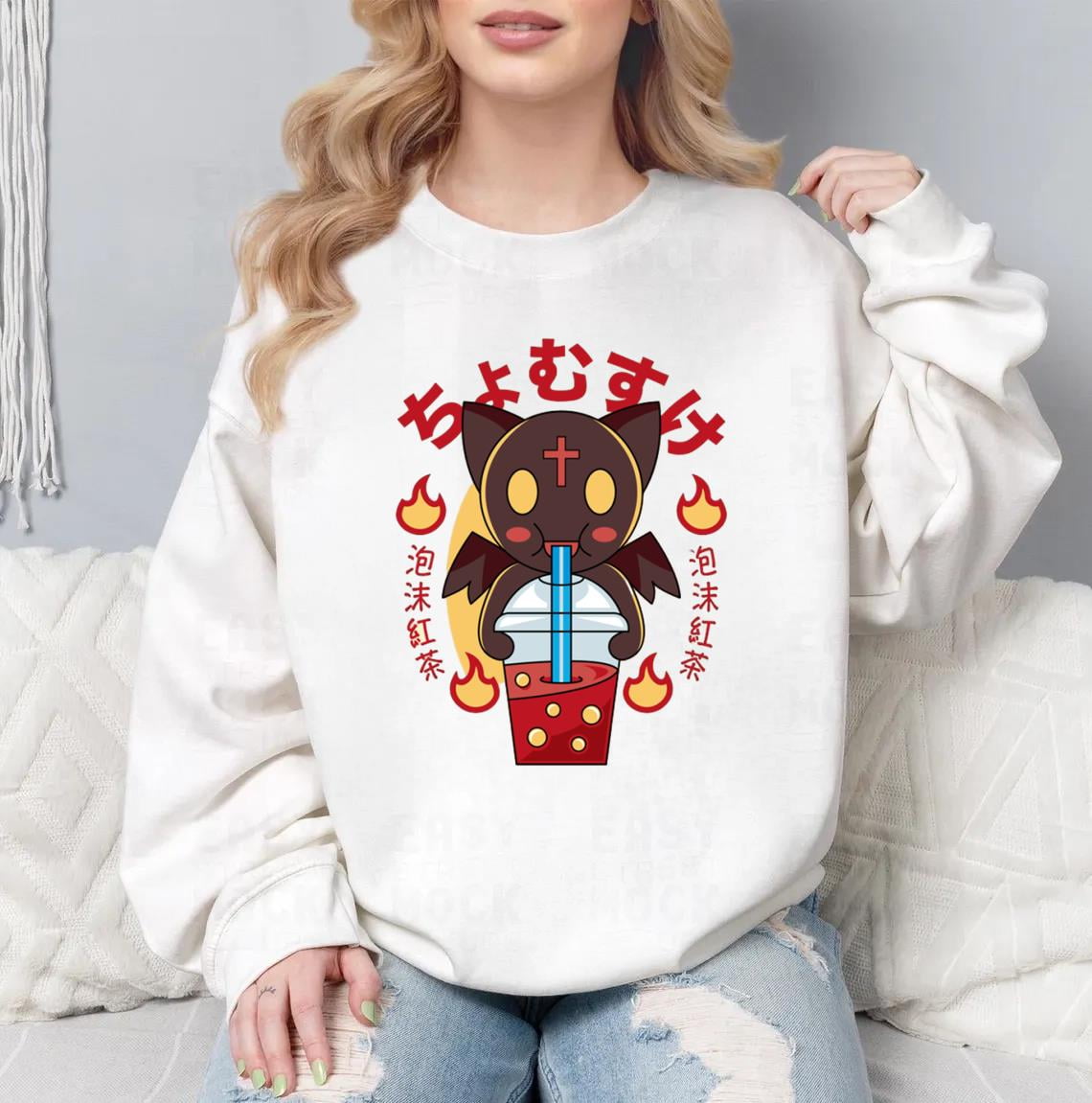 Chomusuke Bubble Tea Cute Anime Cat and Boba Lover Vibe T-Shirt ...