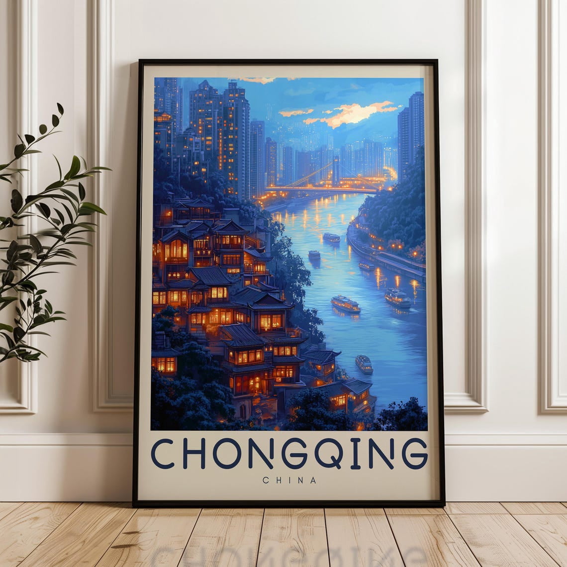 Chongqing China Travel Print, Jialing River Cityscape Art Print ...