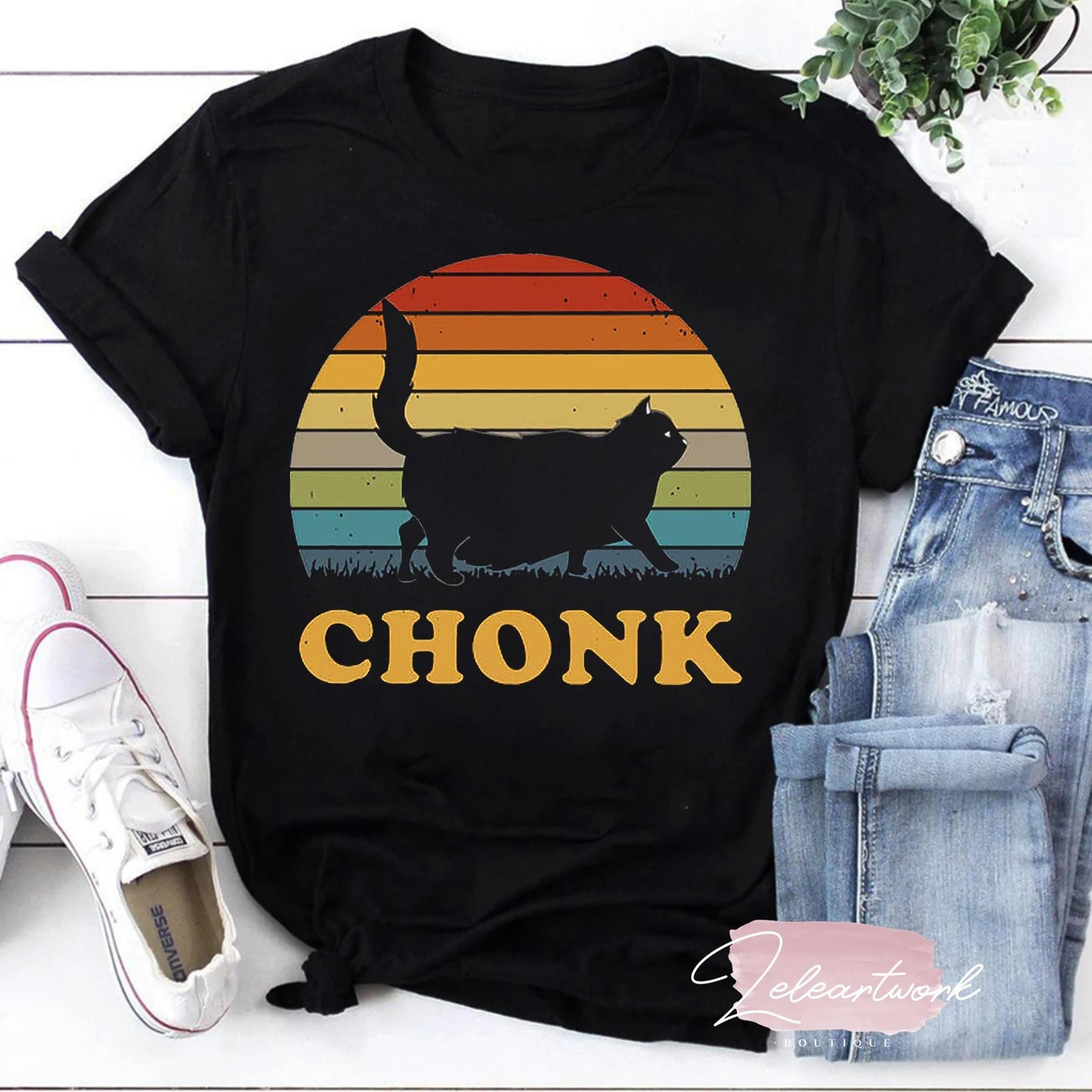 Chonk Cat Black Cat Pet Owner Lover Vintage T-Shirt - Walmart.com
