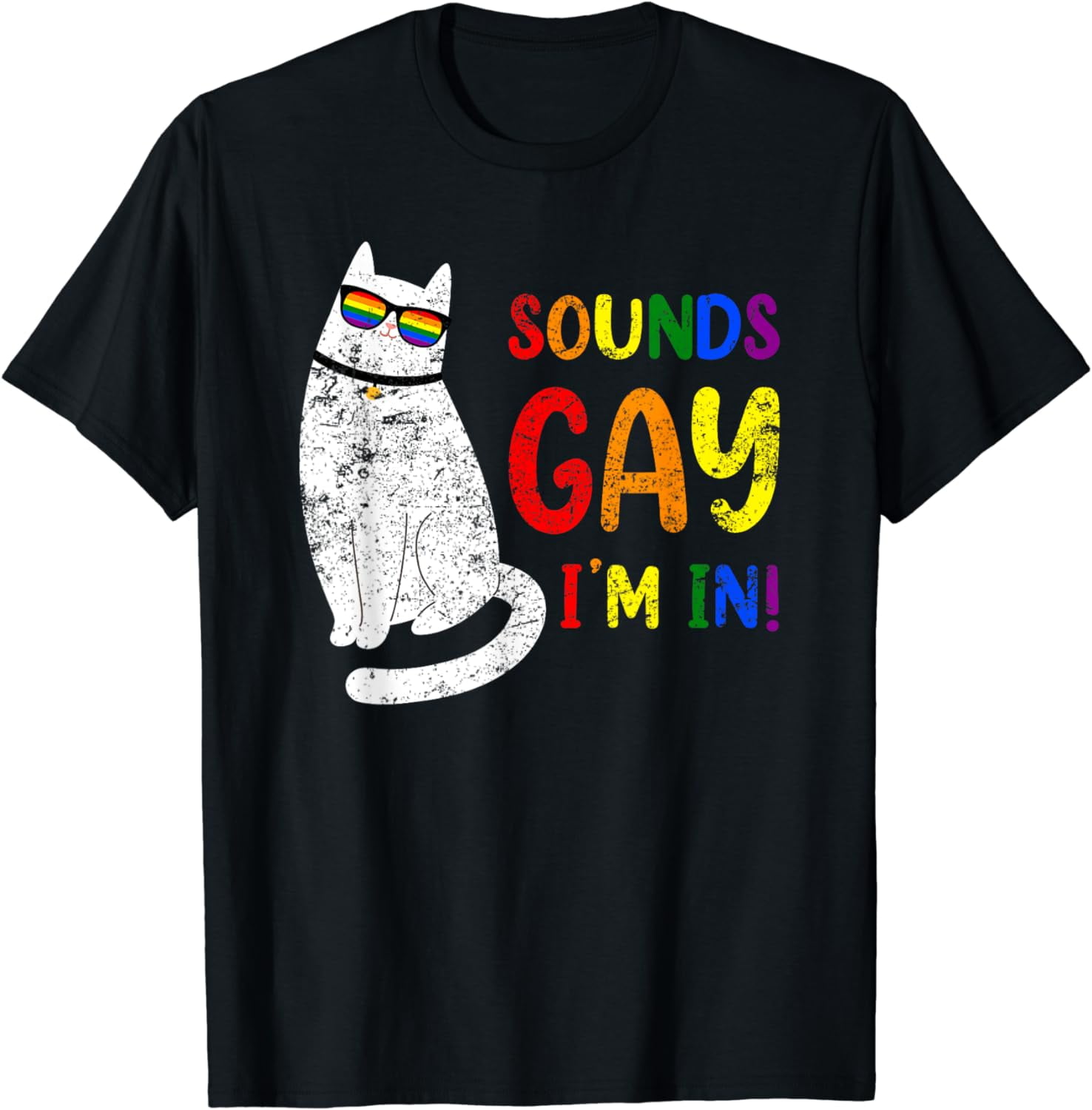 Chonk Cat Funny Kitty LGBT Pride Rainbow T-Shirt - Walmart.com