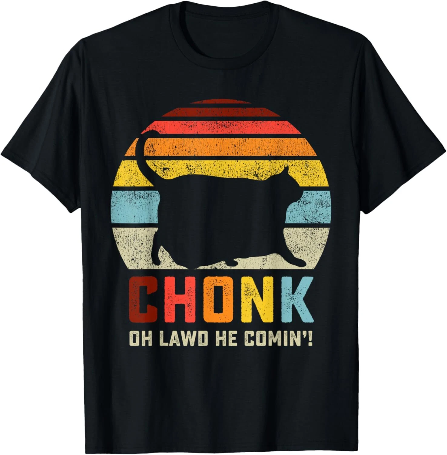 Chonk Cat Scale Meme Funny Retro Style Thick Feline Pet Humor Unisex T ...