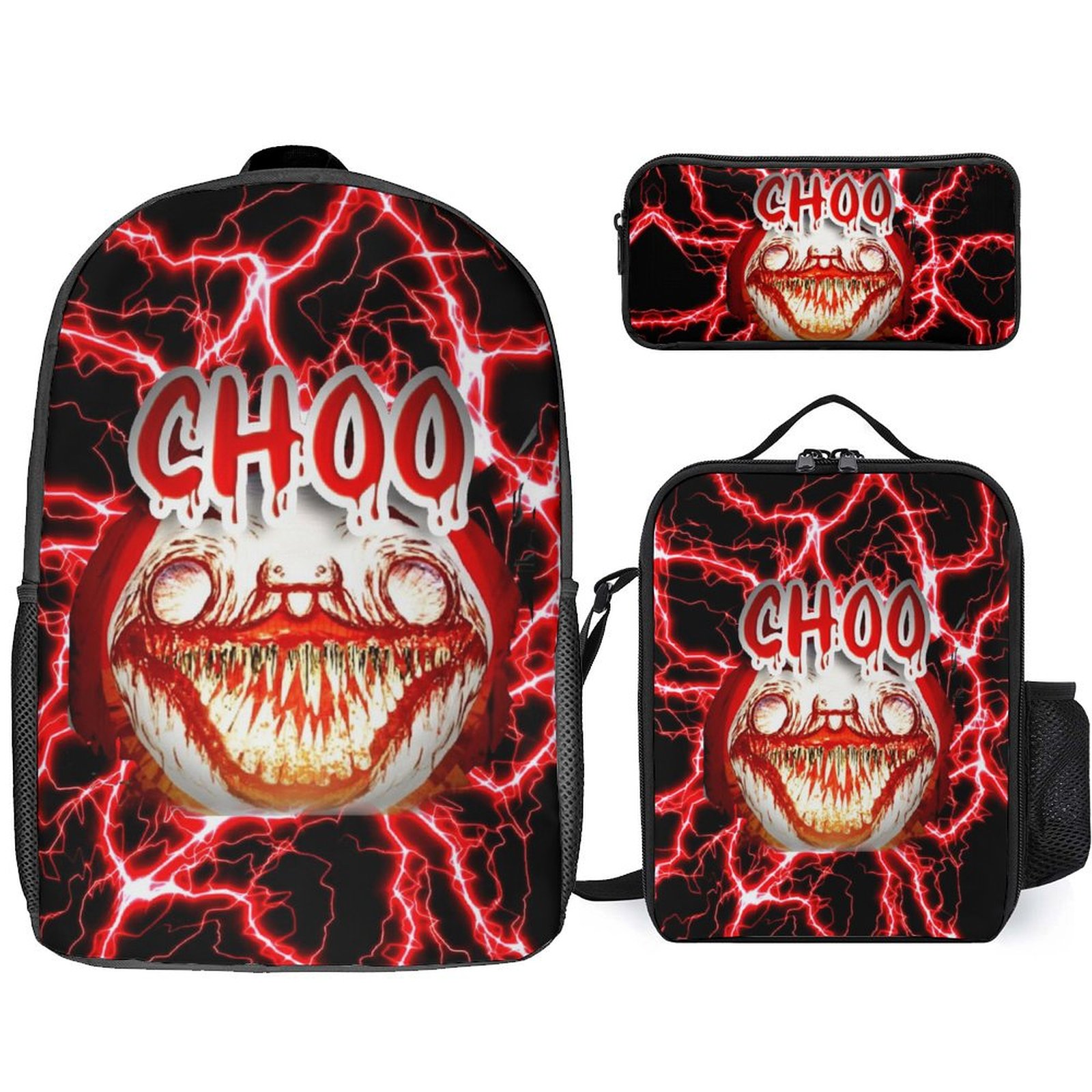 Choo-Choo Charles 3 Piece Backpack Set with Lunch Bag Pencil Case, High ...