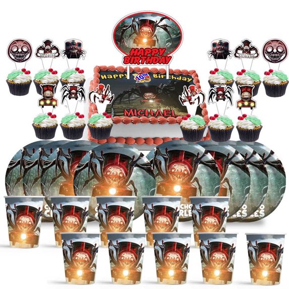 Choo Choo Charles Birthday Cups Party Supplies Plates Decorations Cake ...