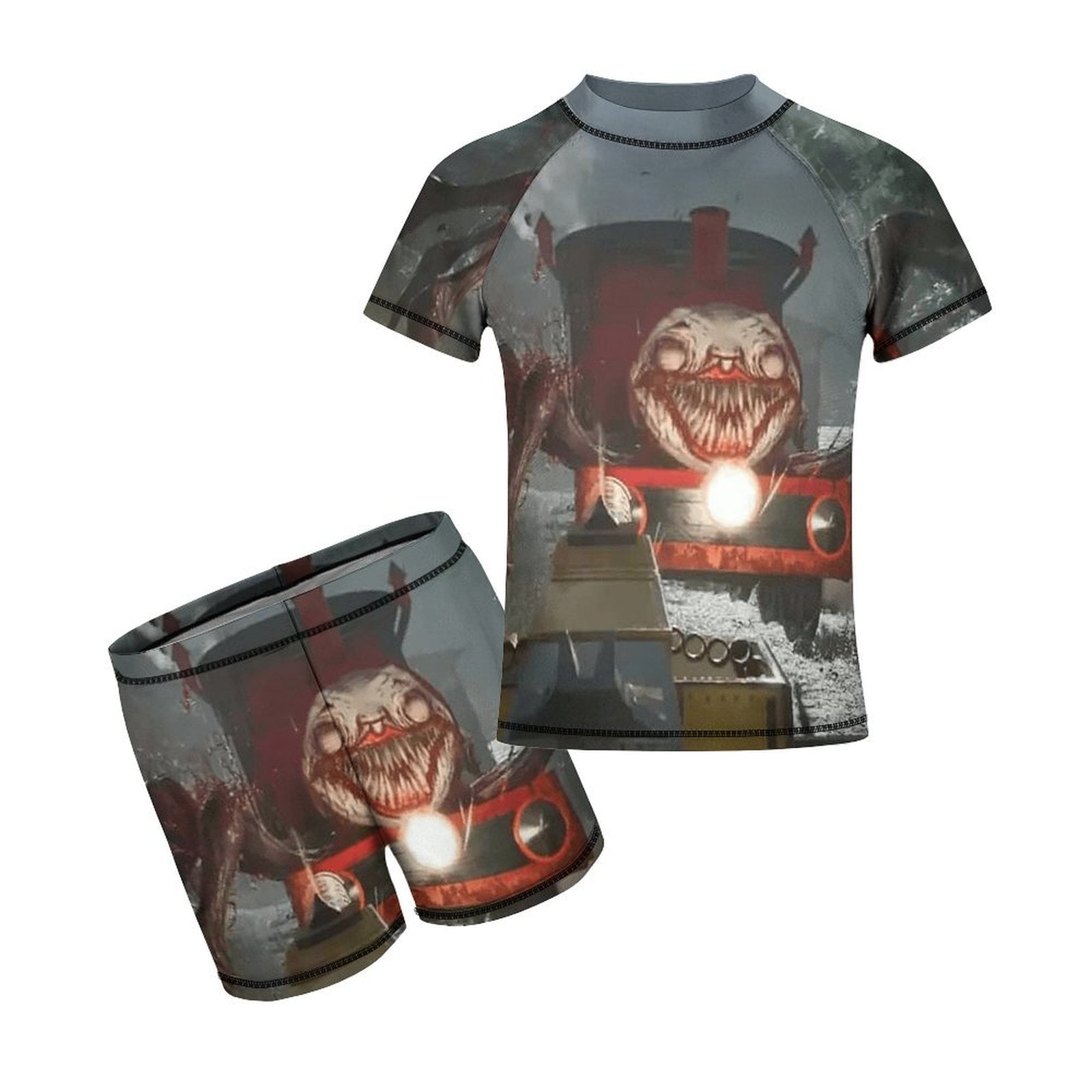 Choo-Choo Charles Boys 2-Piece Swimsuit Set, Short Sleeve Rash Guard ...