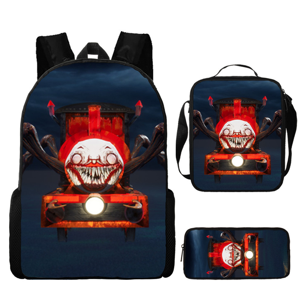 Choo Choo Charles Little Train Cartoon Backpack 3-Piece Set Student ...
