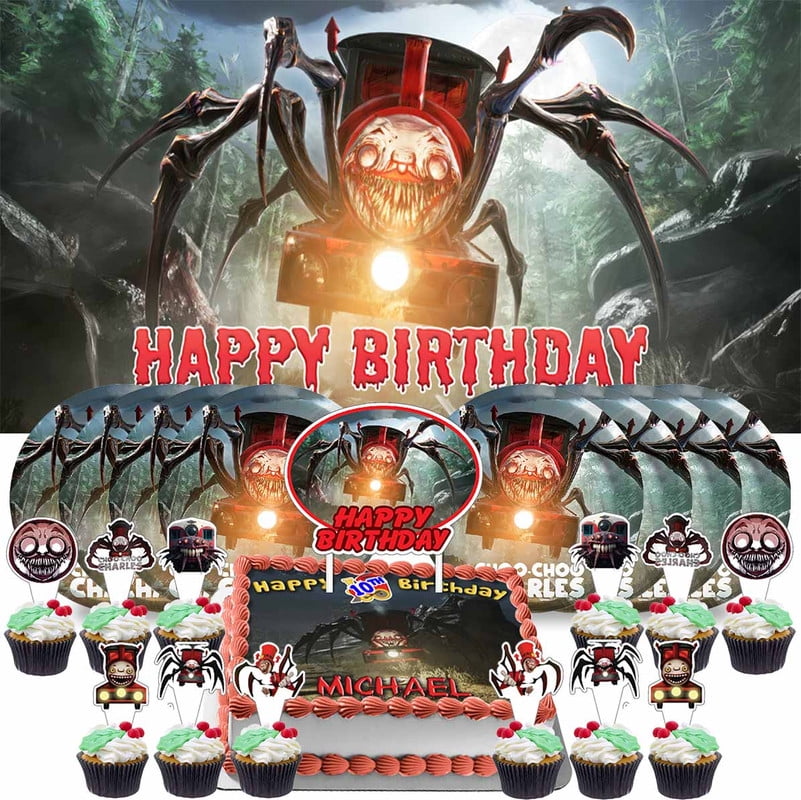 Choo Choo Charles Party Decor Decorations Plates Movie Background Cake ...