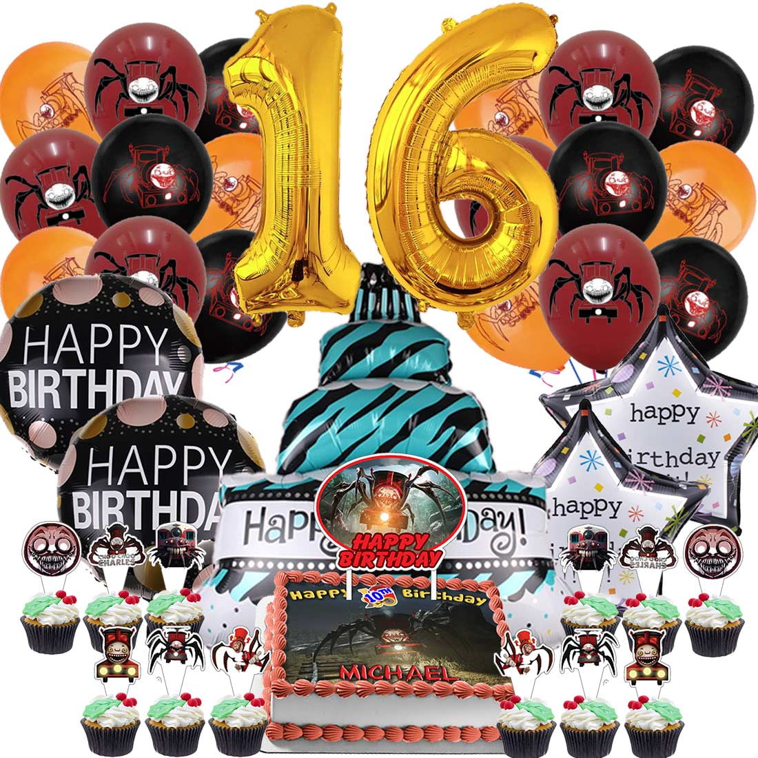 Choo Choo Charles Party Supplies 16th Decor Kit Balloons Birthday Cake ...