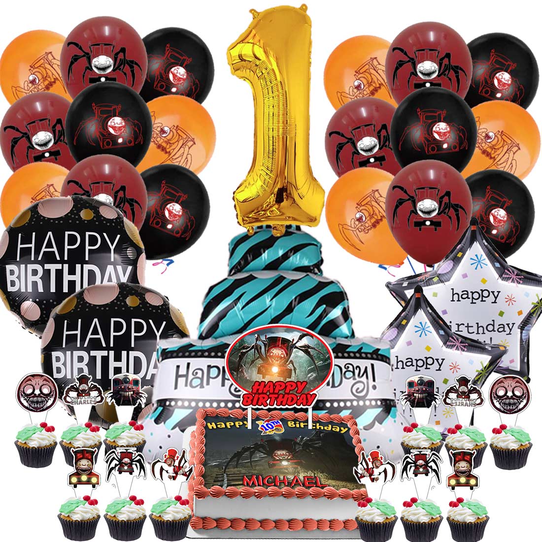 Choo Choo Charles Party Supplies 1st Decor Kit Balloons Birthday Cake ...