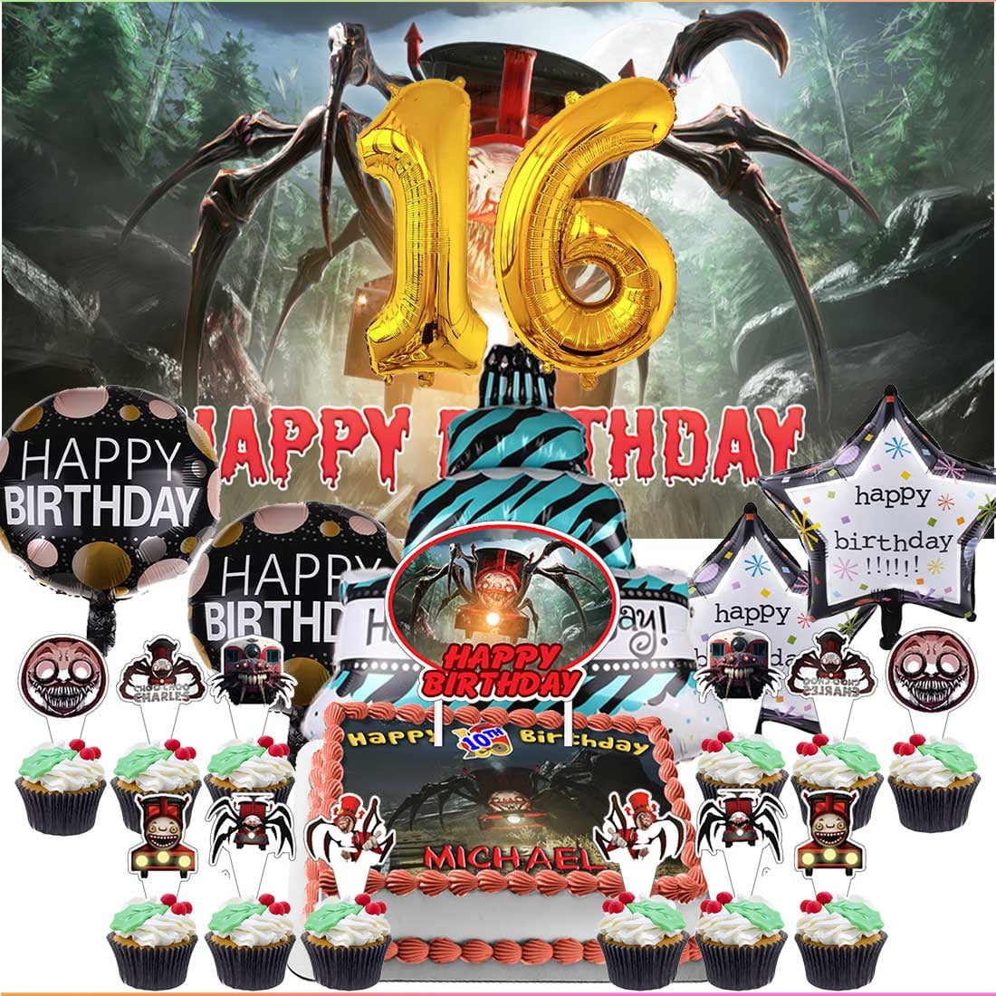 Choo Choo Charles Party Supplies Decor 16th Kit Balloons Birthday Cake ...