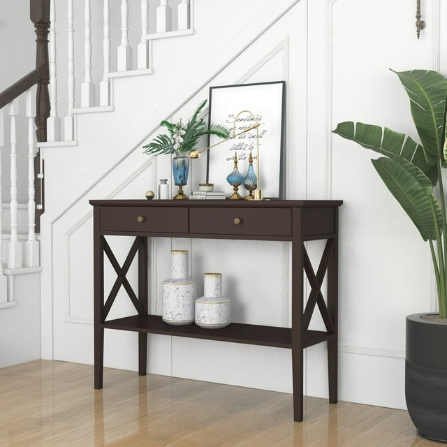 Choo Choo Oxford Console Table with 2 Drawers, Sofa Table Narrow for ...