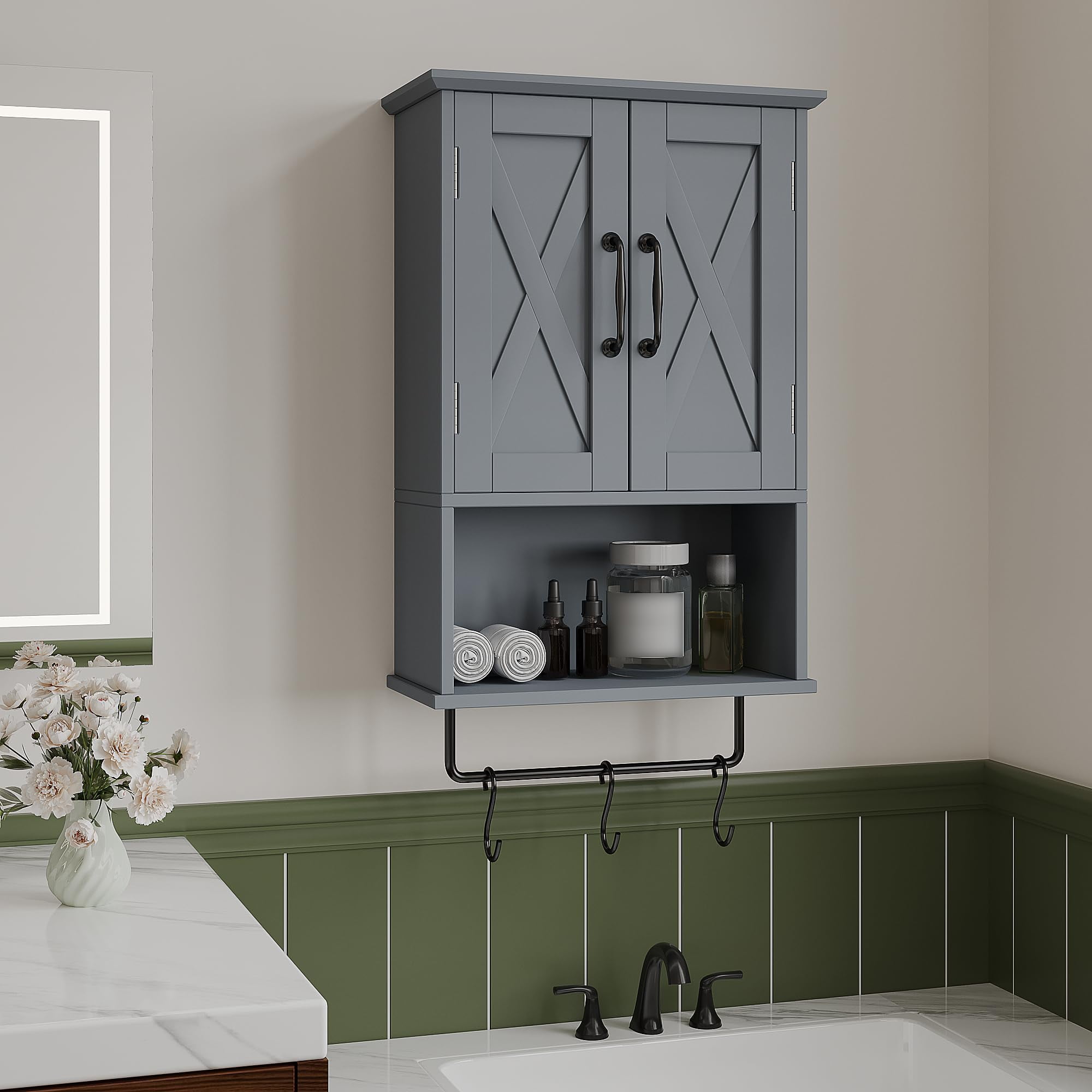 ChooChoo Bathroom Medicine Cabinet, Wall Cabinet with Adjustable Shelf ...