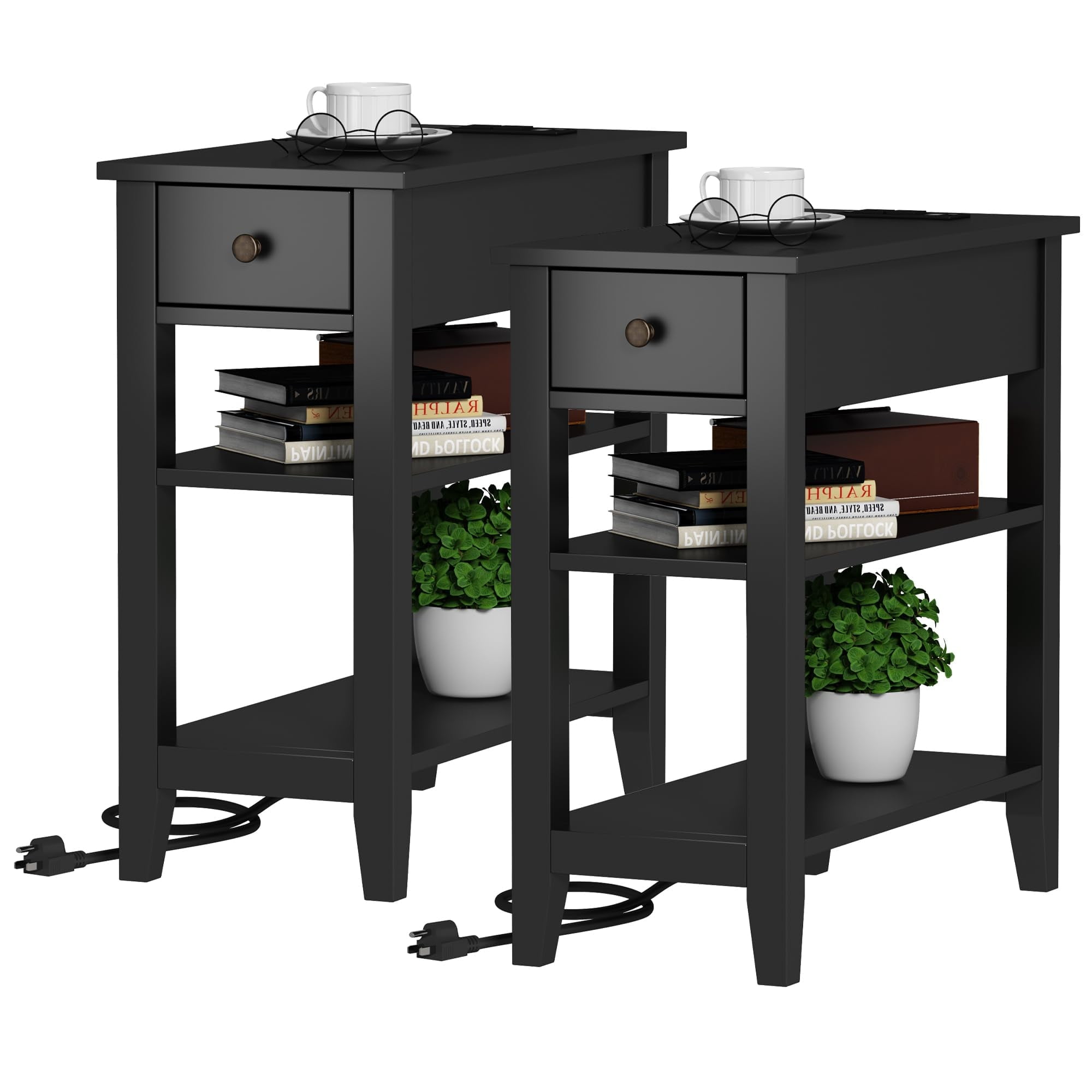 ChooChoo End Table with Hidden Drawer,Sofa Side Table Living Room with ...