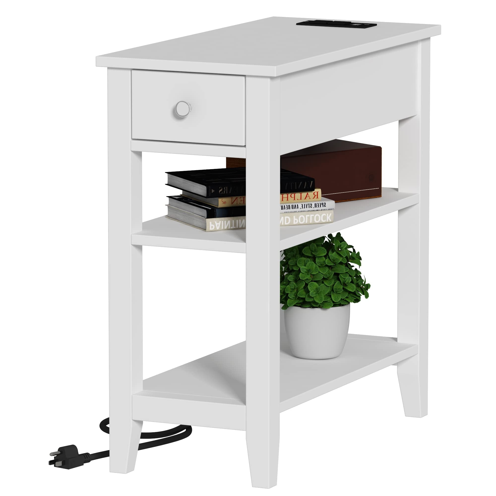 ChooChoo End Table with Hidden Drawer,Sofa Side Table Living Room with ...