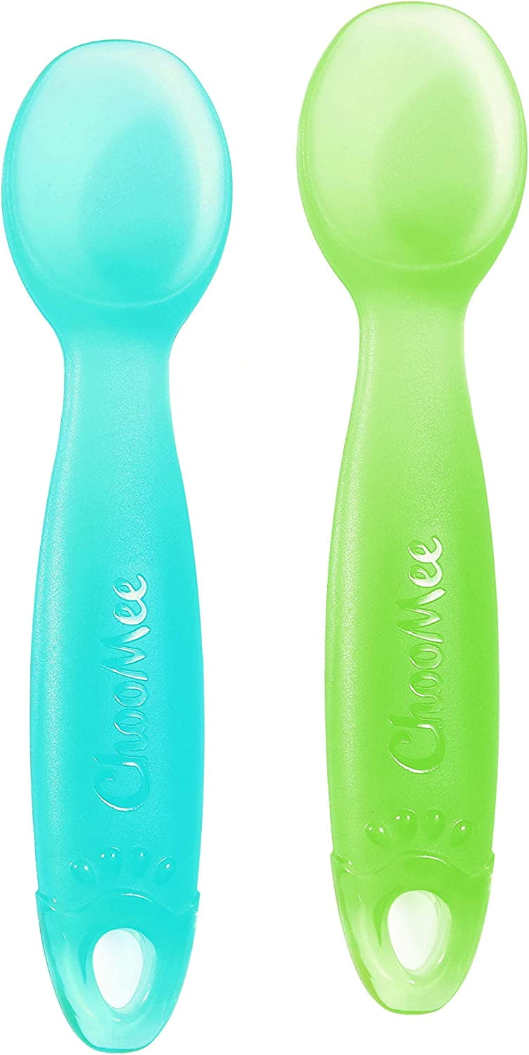 ChooMee Silicone Baby Spoon, Infant Self Feeding Utensil, Soft Scoop ...
