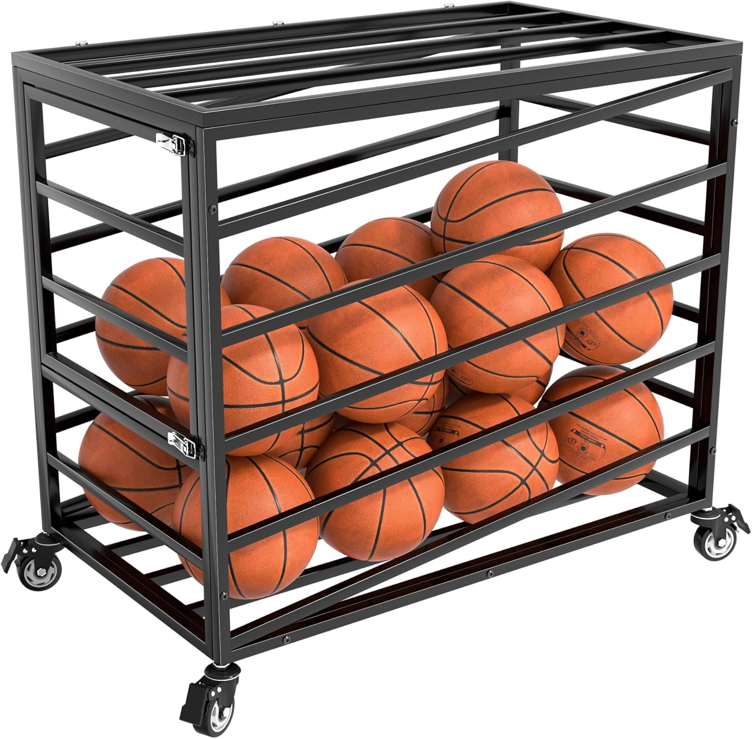 Chooga Ball Cart with Lockable Wheels & Side Door, Basketball Storage ...