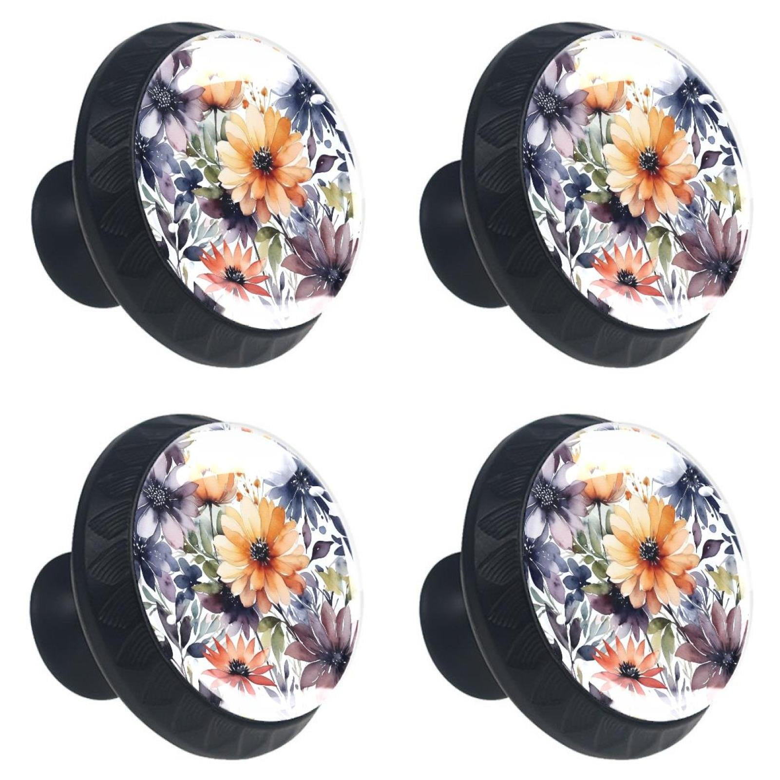 Chooh Artot 4 Pack Floral Leaves Cabinet Knobs, Door Drawer Round Pulls ...
