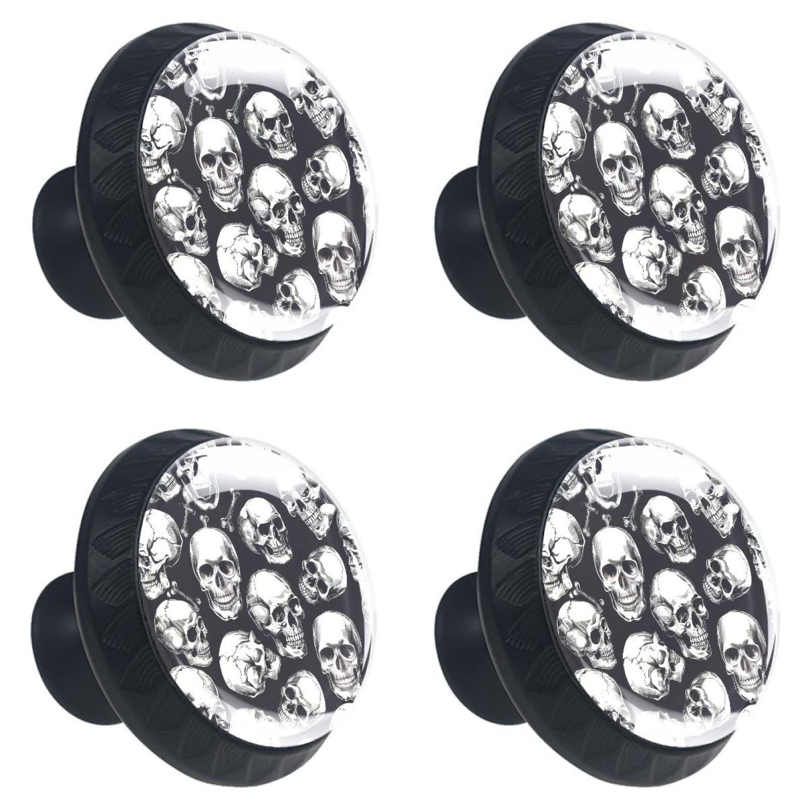 Chooh Artot 4 Pack Skull Flowers Cabinet Knobs, Door Drawer Round Pulls ...