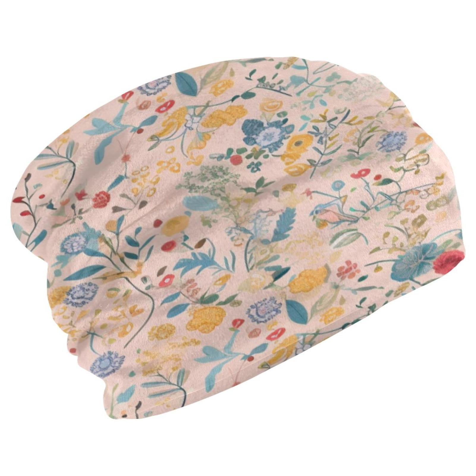 Chooh Artot Floral Velvet Beanie Hats, Autumn Winter Skull Cap Warm ...