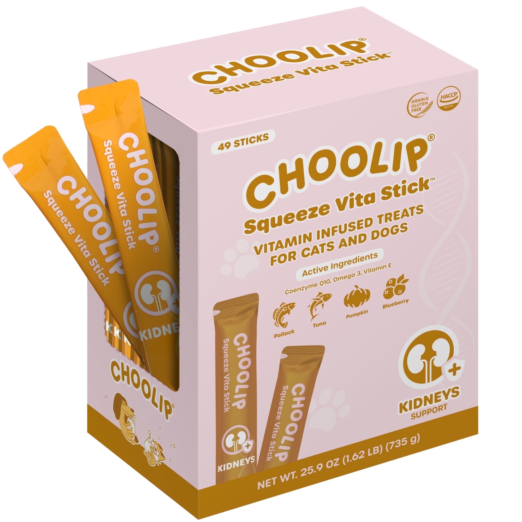 Chooip Squeeze Vita Stick Soft Cat Treats and Dog Treats. 49pc Kidney ...