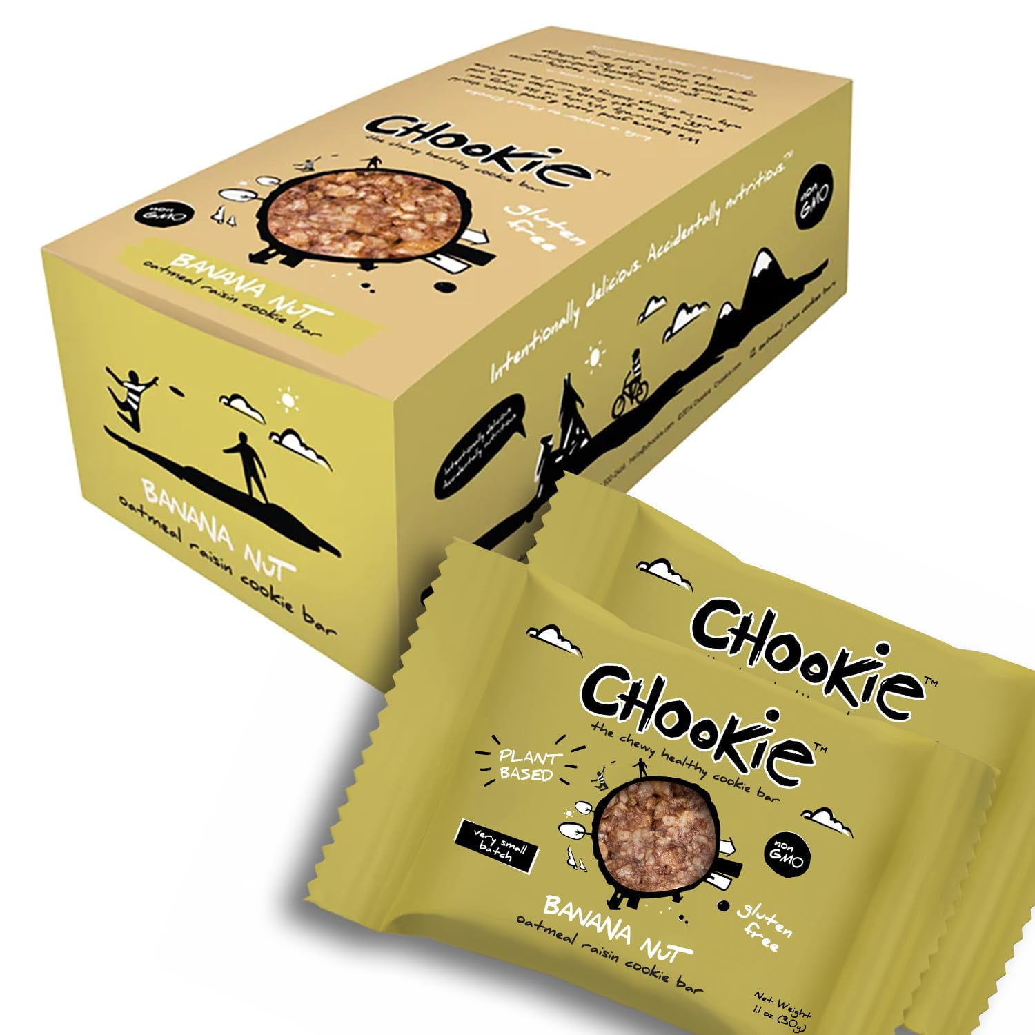 Chookie Cookie Bars, Banana Pecan Chocolate Chips Variety I Real Fruit And Nut Dough, Gluten ...