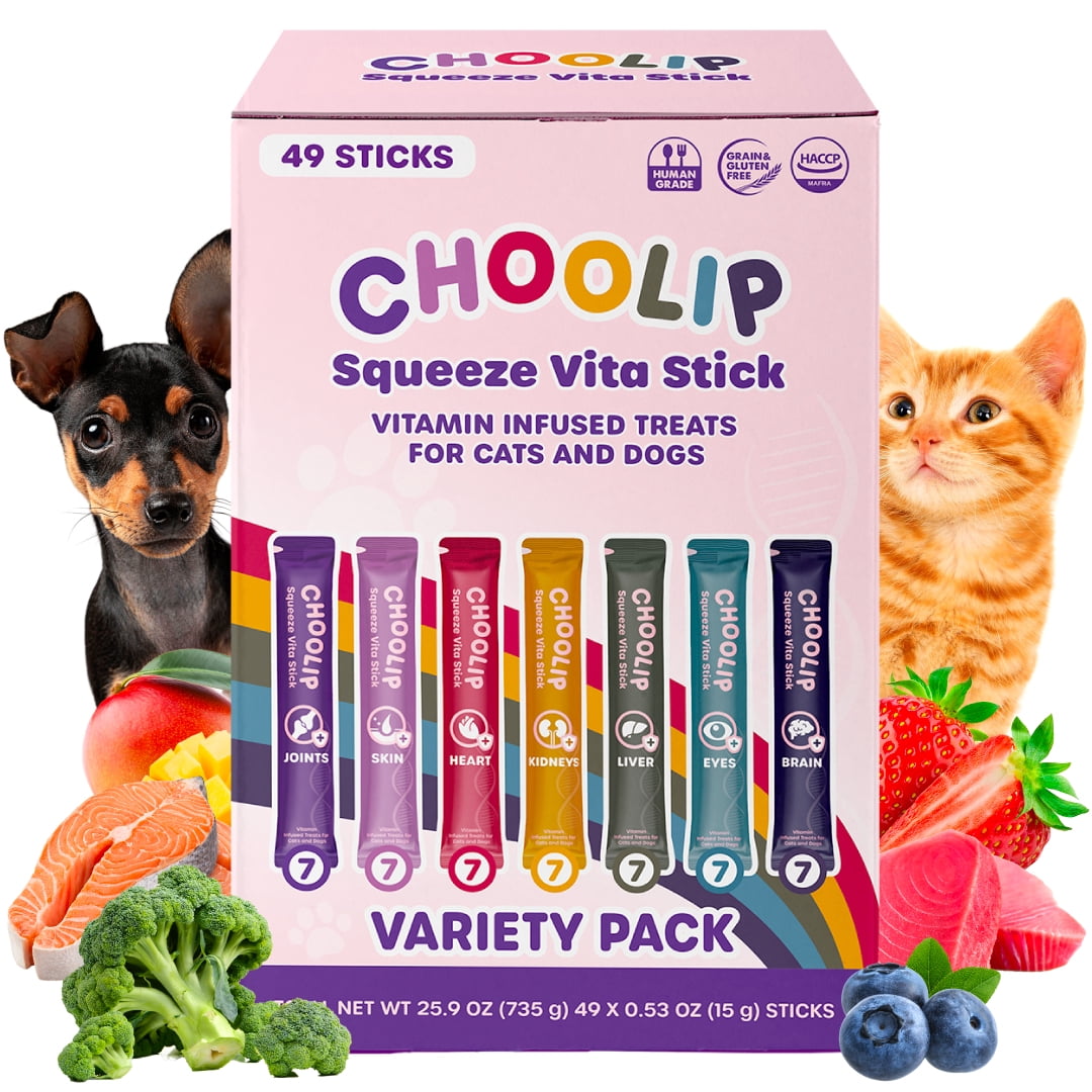 Choolip Squeeze Vita Stick Lickable Cat & Dog Treats, Multivitamin ...