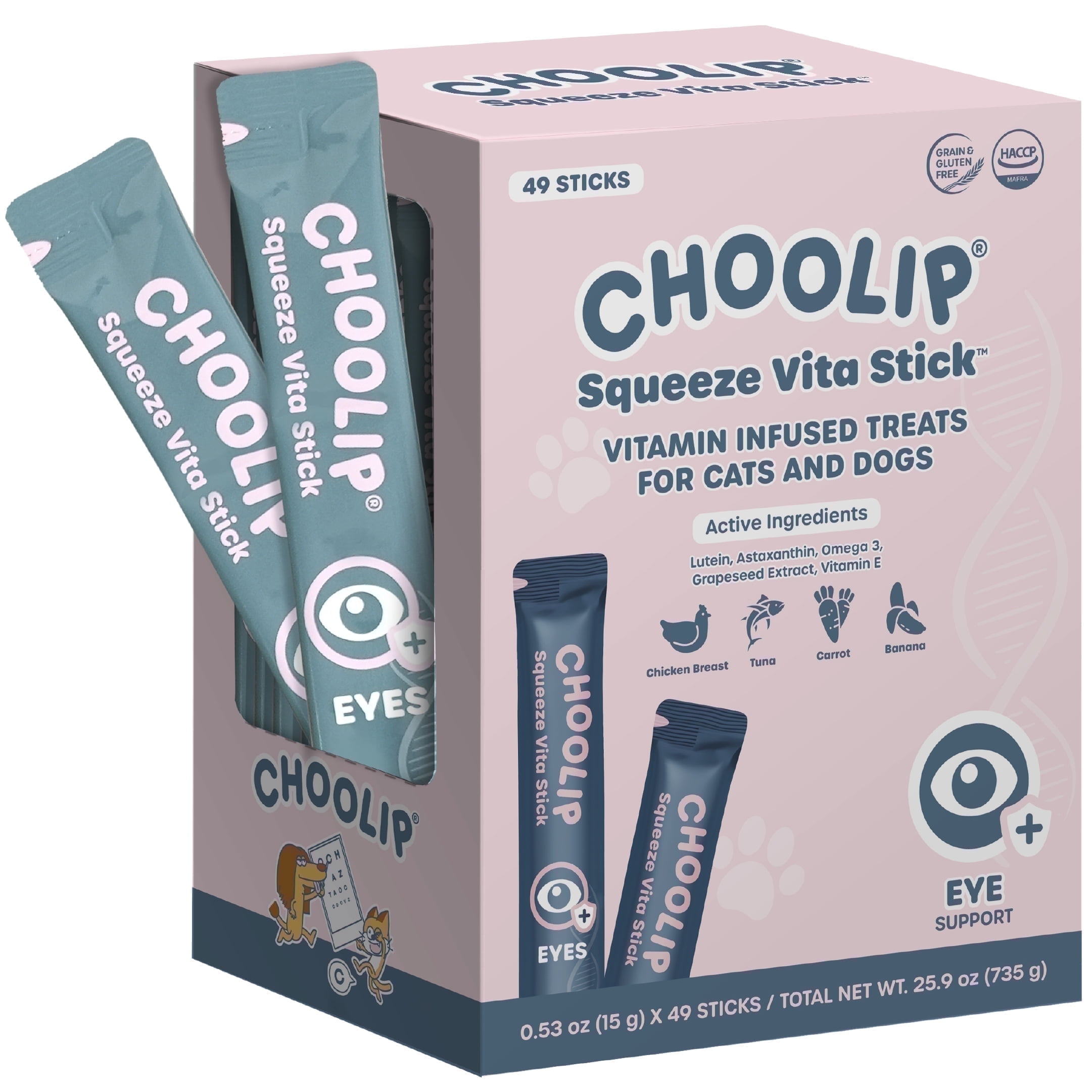 Choolip Squeeze Vita Stick Eye Support Cat & Dog Treats 49ct | Vet ...