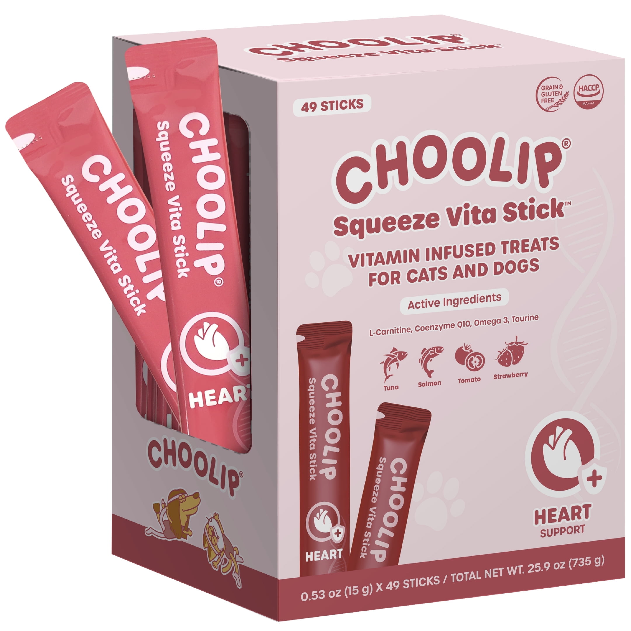 Choolip Squeeze Vita Stick Lickable Treats for Dogs & Cats. 49 Heart ...