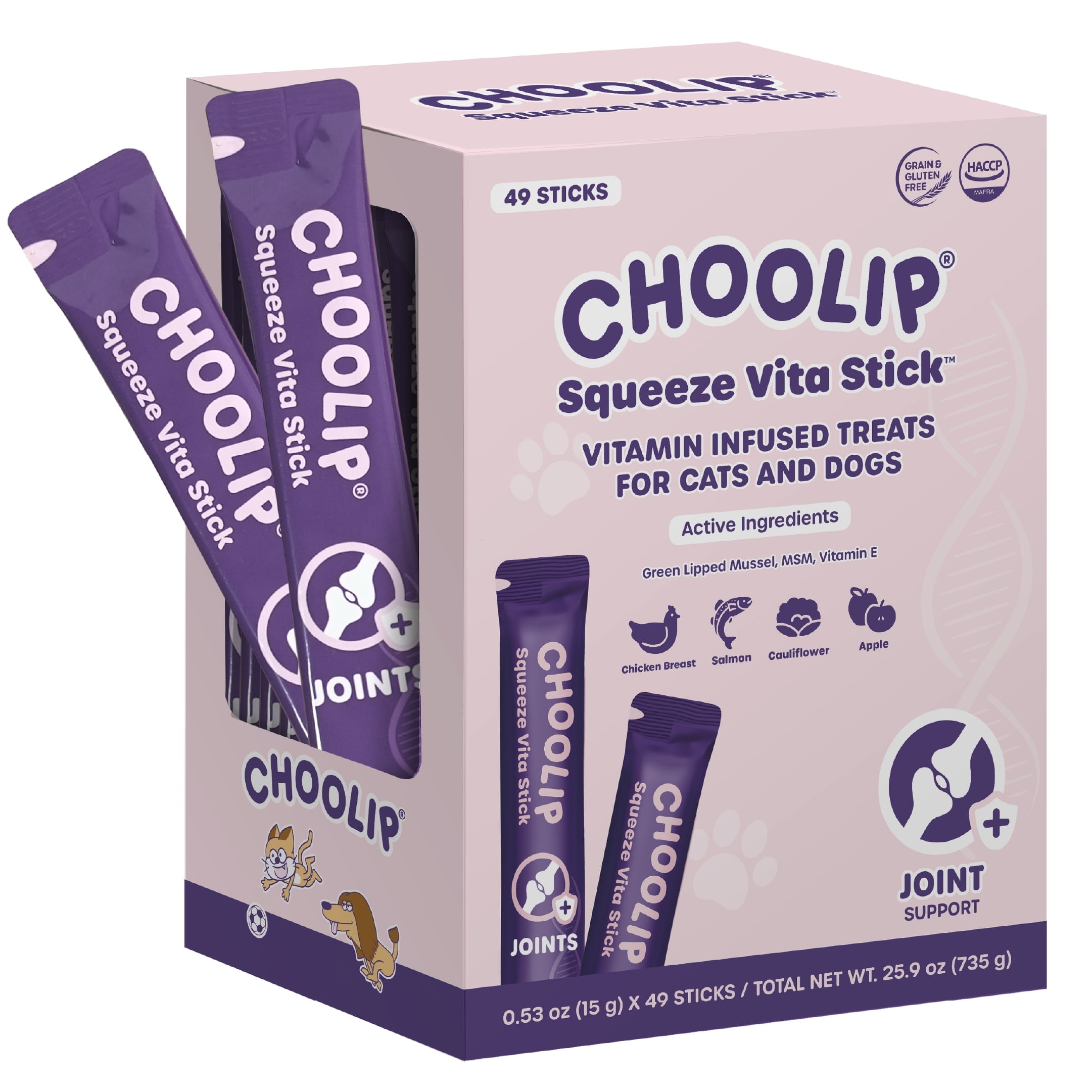Choolip Squeeze Vita Stick Lickable Treats for Dogs & Cats. 49 Joint ...