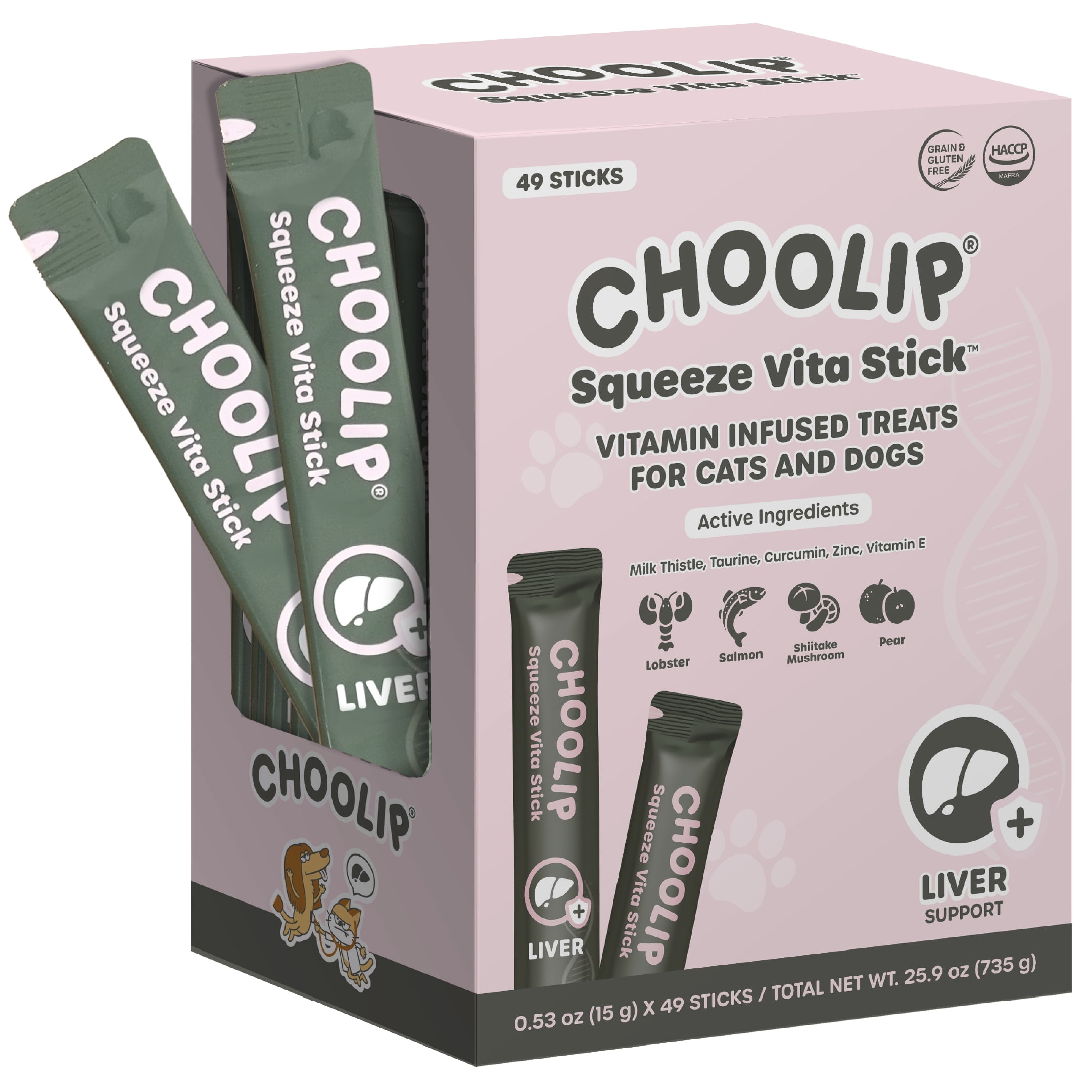 Choolip Squeeze Vita Stick Lickable Treats for Dogs & Cats. 49 Liver ...