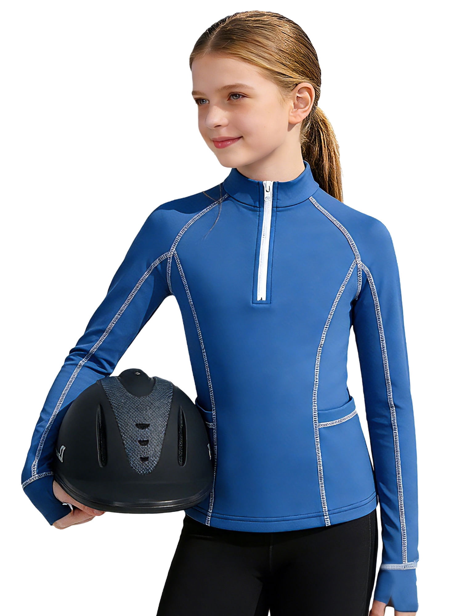 Choomomo Kids Girls Workout Sweatshirts Base Layer Tops 1/4 Zipper ...