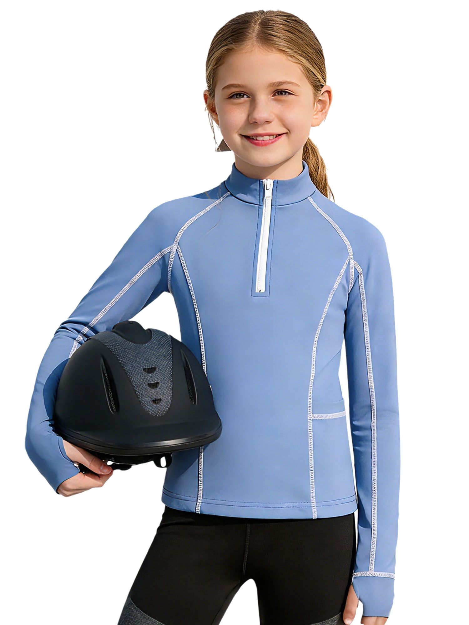 Choomomo Kids Girls Workout Sweatshirts Base Layer Tops 1/4 Zipper ...