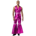 Choomomo Men's 70s Disco Rave Outfits Bodysuit Shiny Metallic Zentai ...