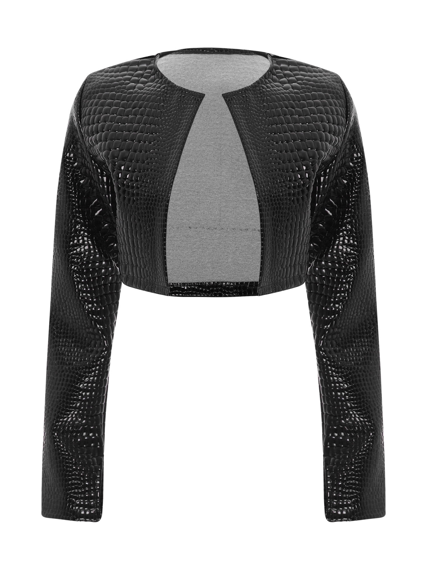 Choomomo Women Cropped Moto Biker Leather Jackets Snakeskin Embossing ...