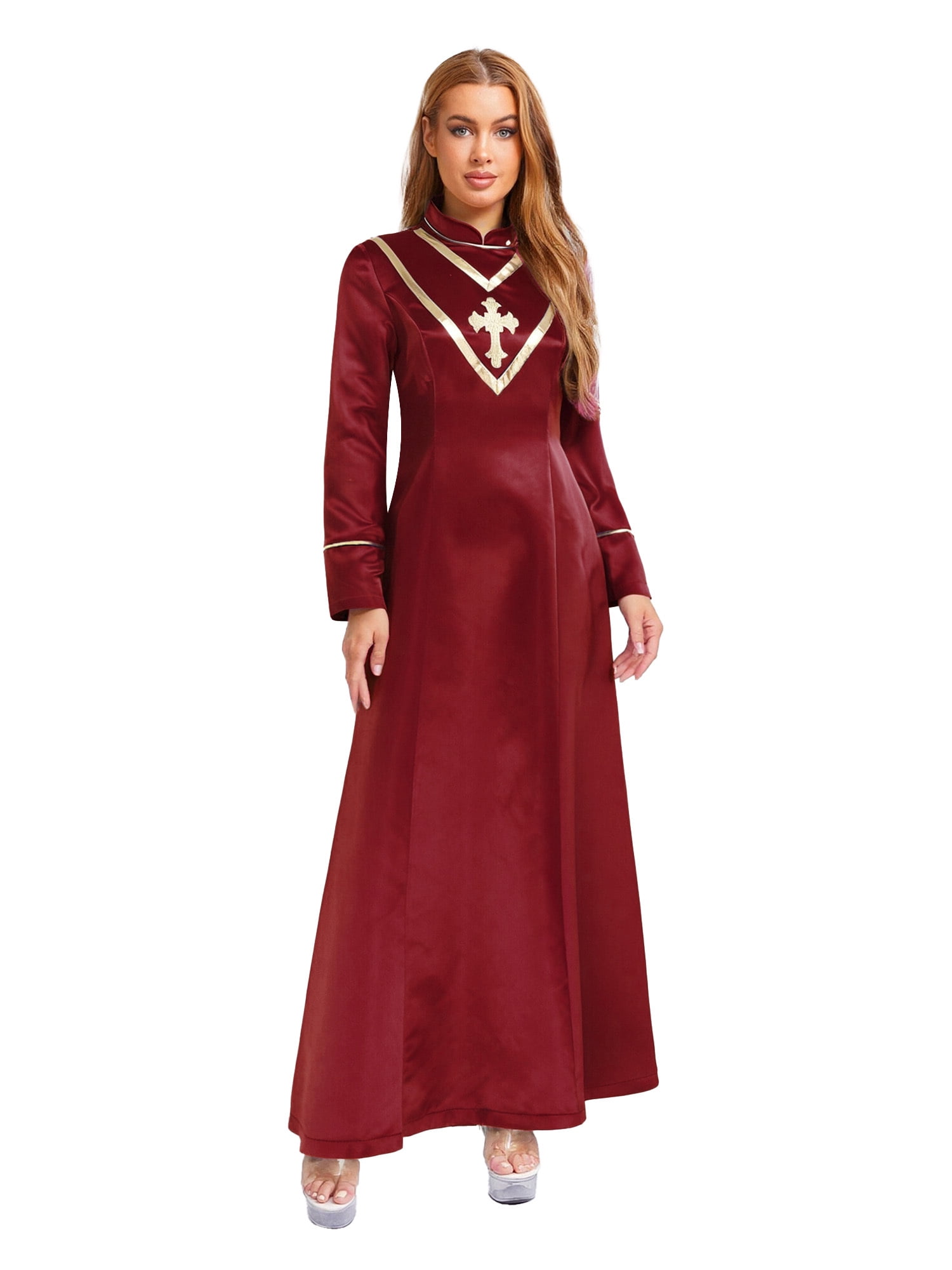 Choomomo Women Minister Preacher Church Clergy Robe Long Sleeve Cross ...