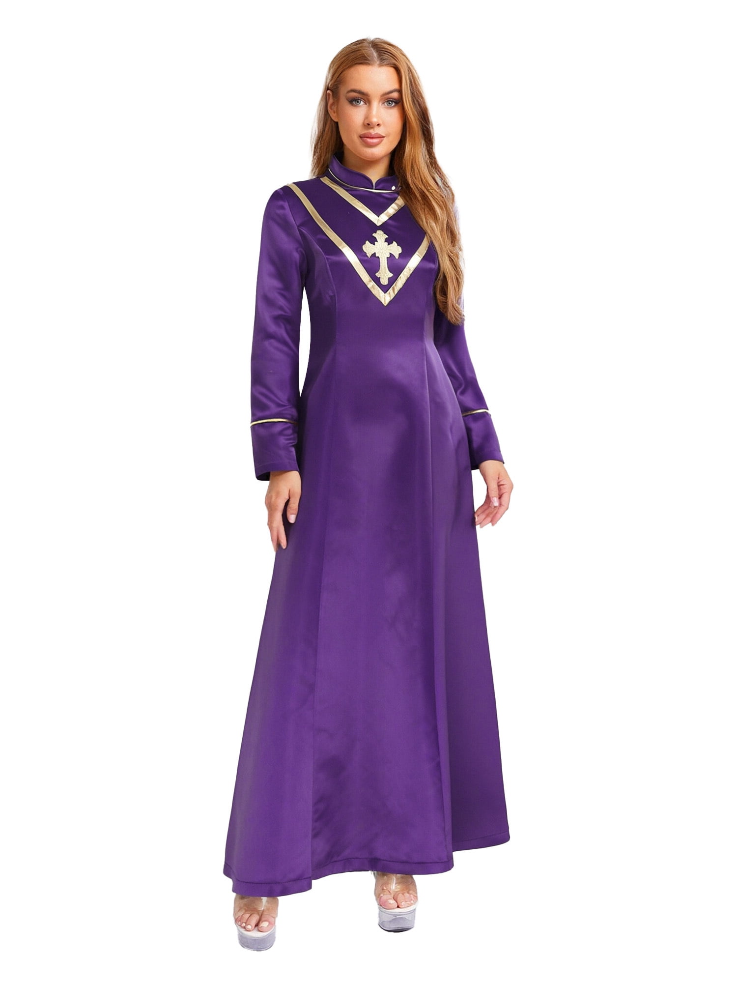 Choomomo Women Minister Preacher Church Clergy Robe Long Sleeve Cross ...