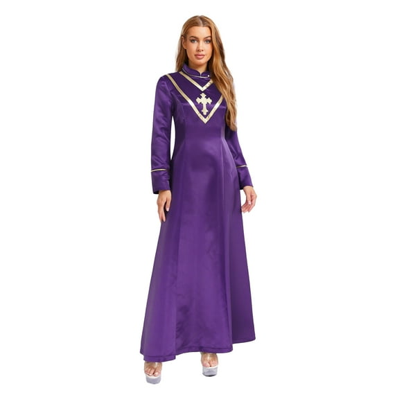 Choomomo Women Minister Preacher Church Clergy Robe Long Sleeve Cross ...