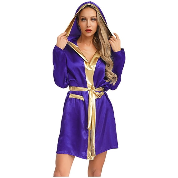 Choomomo Women's Satiny Wrestler Gear Fight Boxing Robe Long Sleeve ...