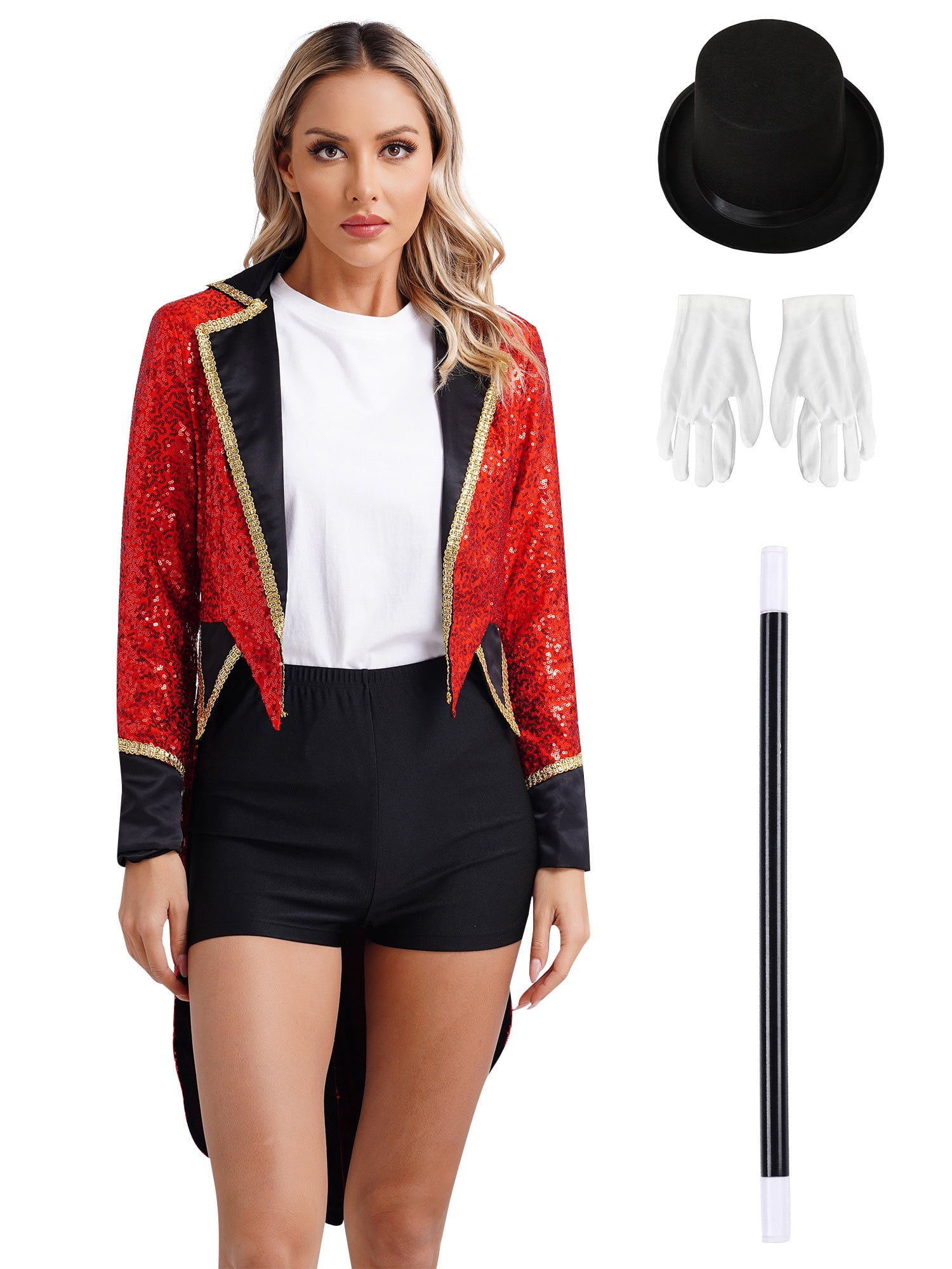Choomomo Women's Sequins Magician Jacket Cos Playing Outfits Set with ...