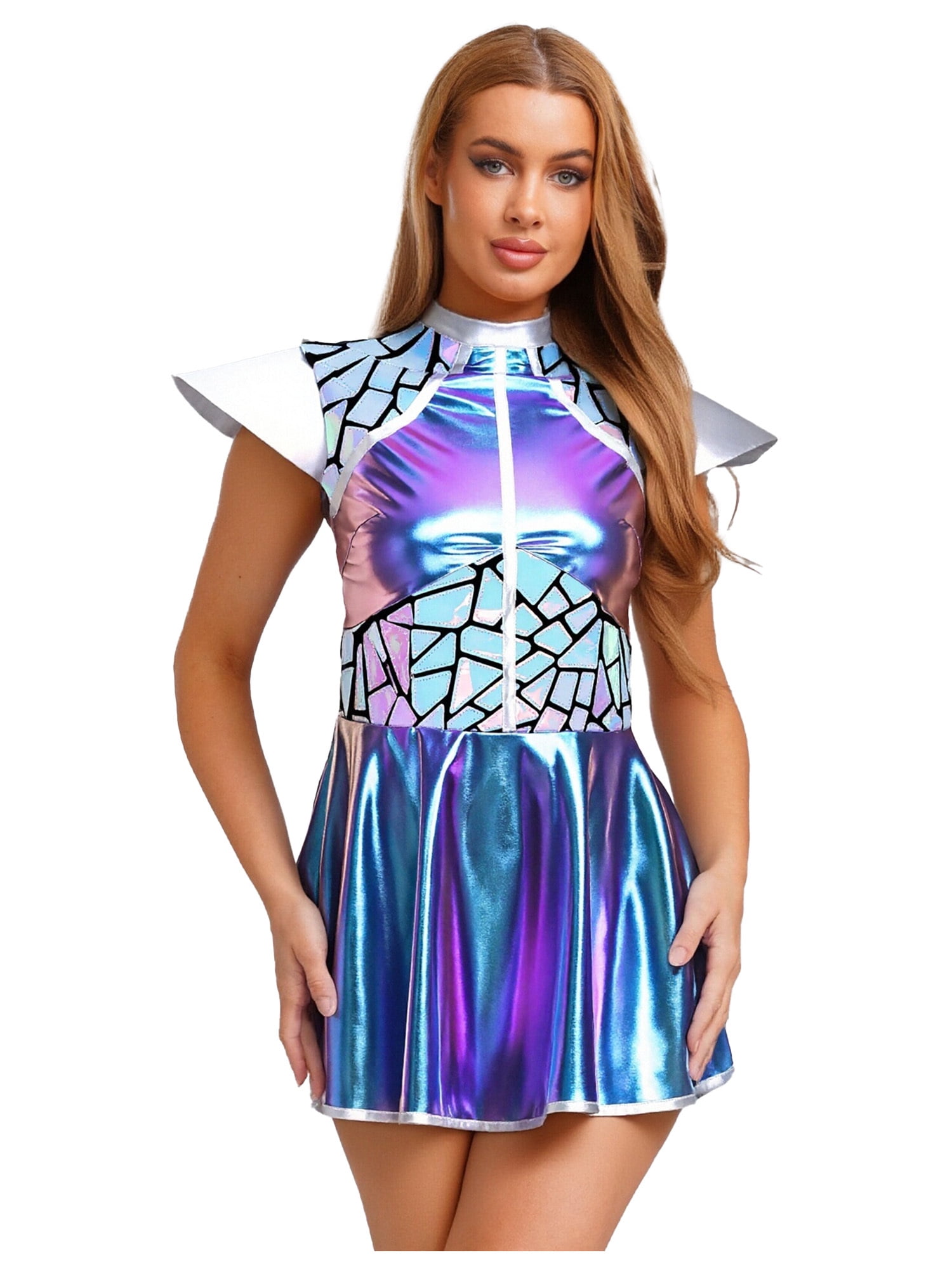 Choomomo Women's Space Alien Dress Rave Outfits Astronaut Gradient ...